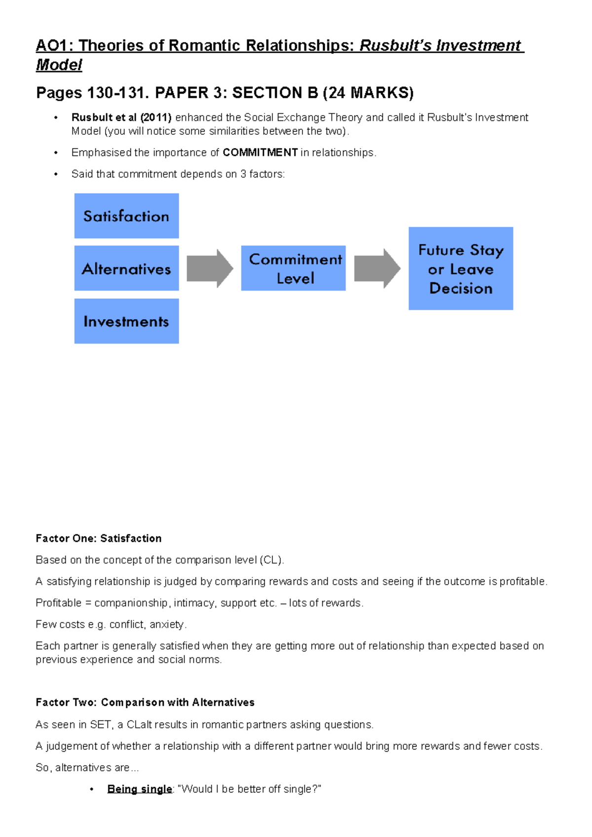 Rusbelts Theory of Investment Relationships AO1 notes - AO1: Theories ...