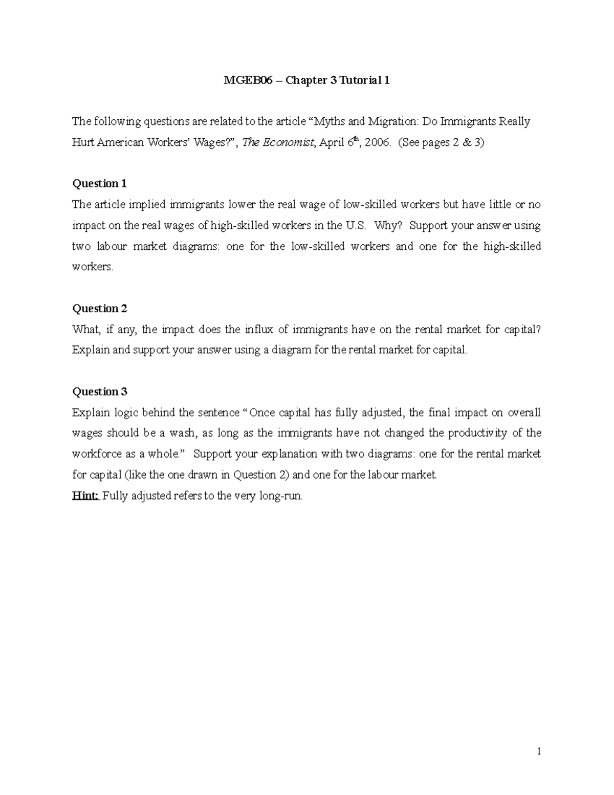 Chapter 3 Tutorial 1 Mgeb06 Chapter 3 Tutorial 1 The Following Questions Are Related To The