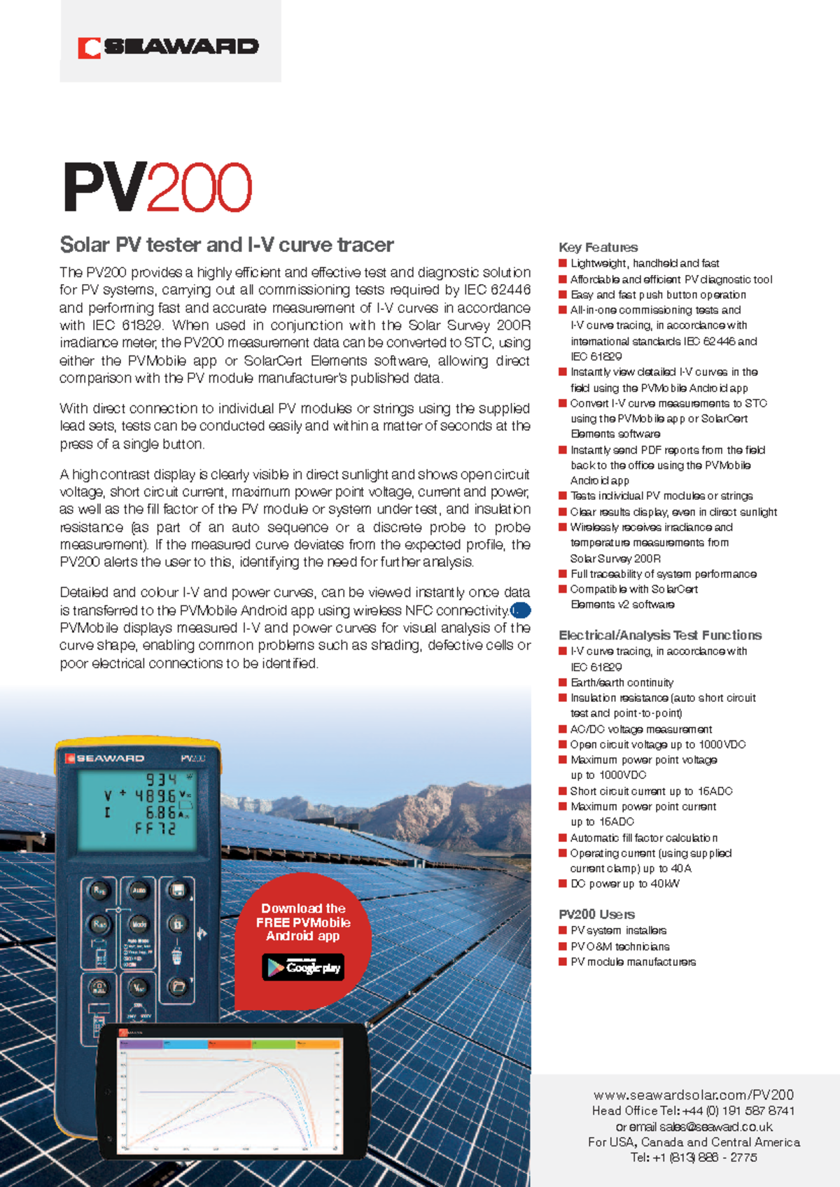 PV200 Datasheet - solar materials - PV 200 Solar PV tester and I-V ...