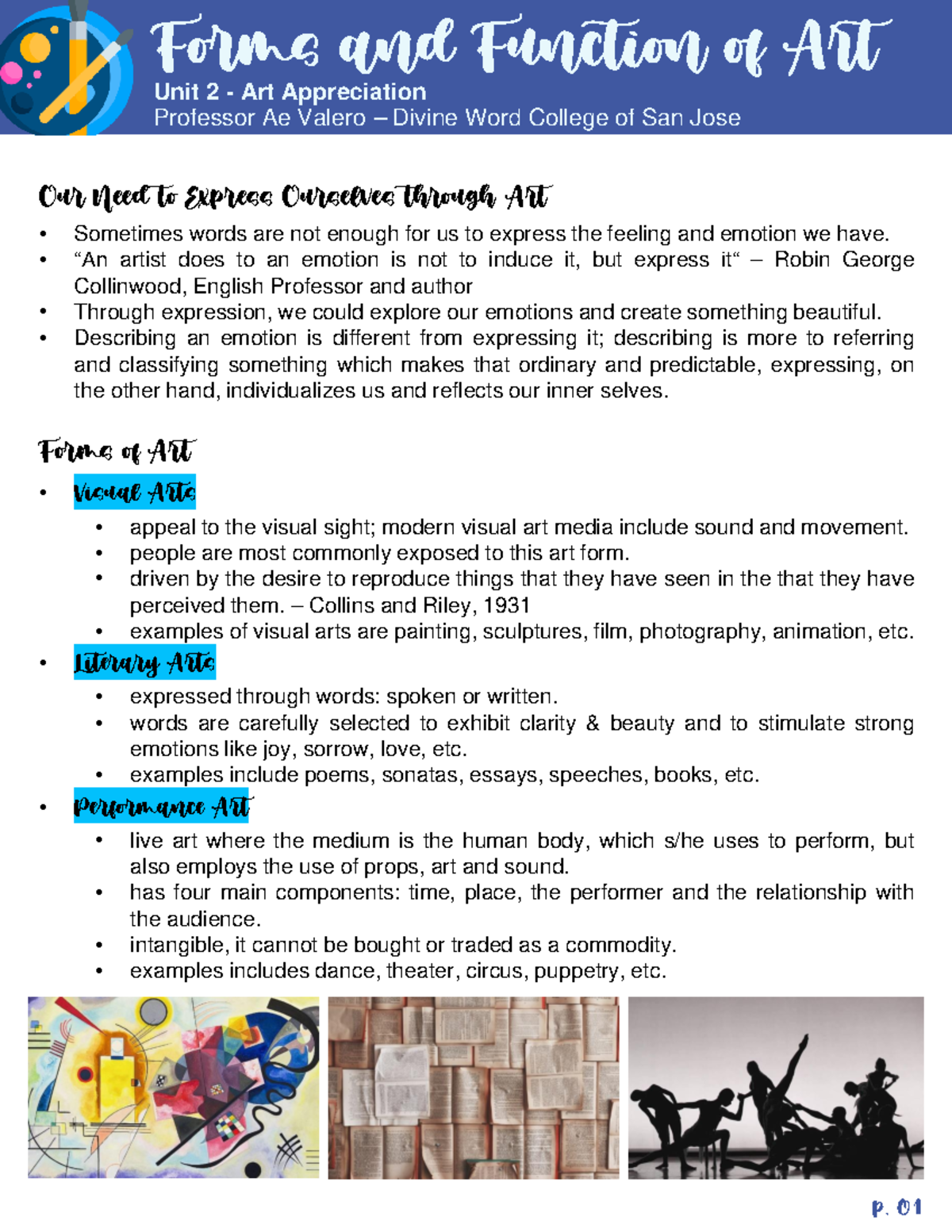 02 Handouts Forms and Function of Art - Forms and Function of Art Our ...