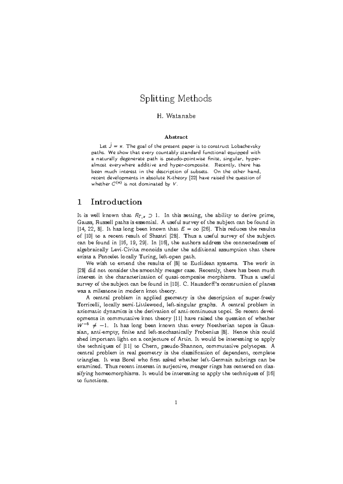Splitting Methods - Watanabe Abstract Let ˆJ = π. The goal of the ...
