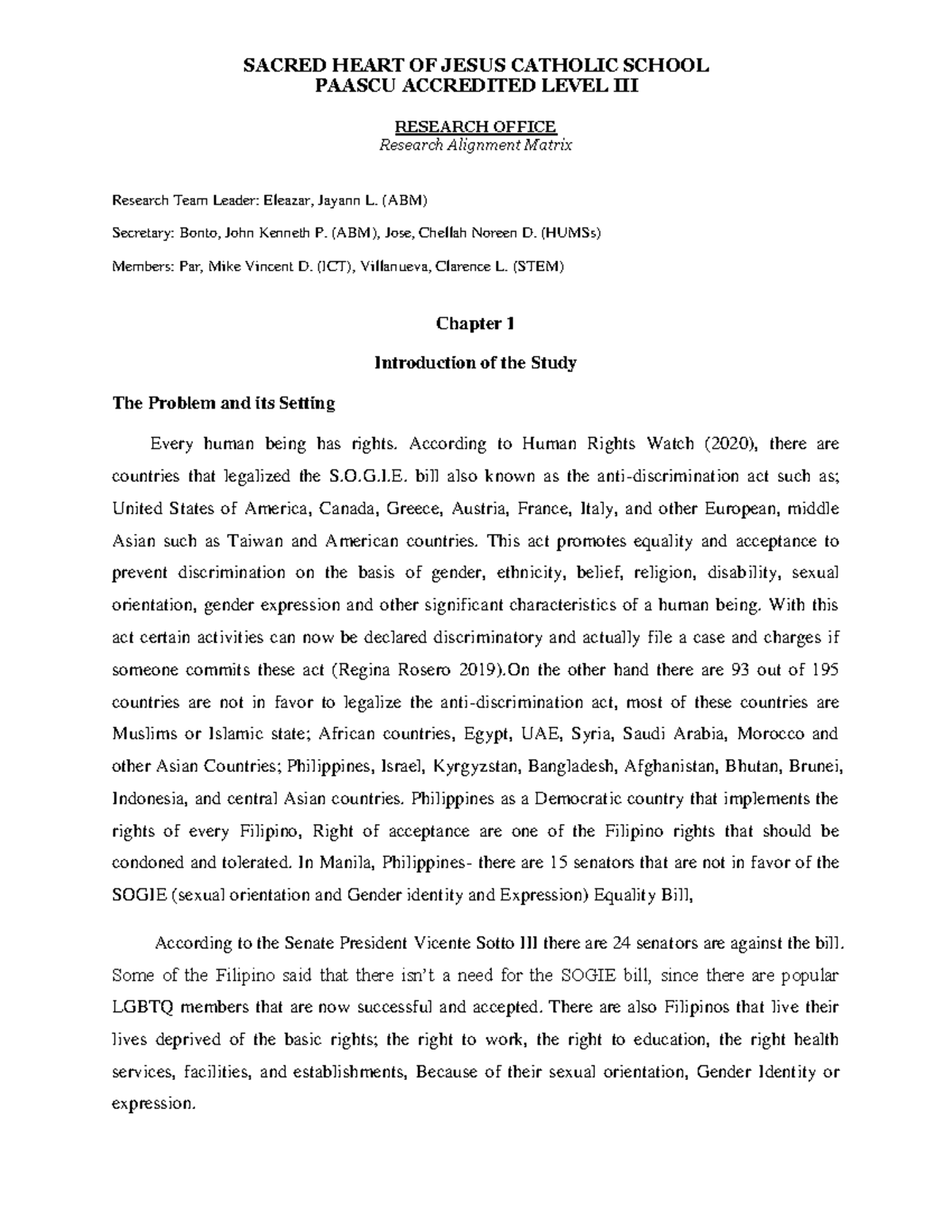 SOGIE Bill; Solution to Address the Rights of individuals in the LGBTQ+ ...