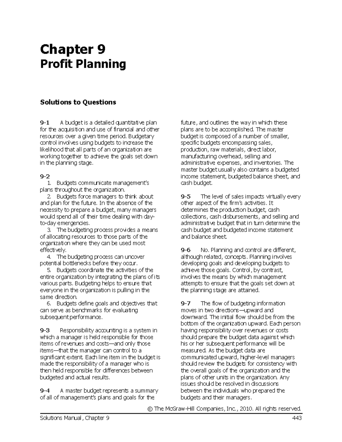 Chap009 13th edition - © The McGraw-Hill Companies, Inc., 2010. All rights reserved. Solutions ...