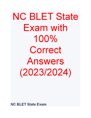 3 NC BLET State Exam 2023-2024 Graded A+ Latest Version - NC BLET State ...