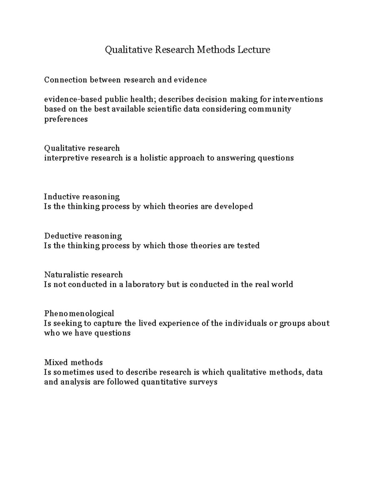 Qualitative Research Methods Lecture - Qualitative Research Methods ...