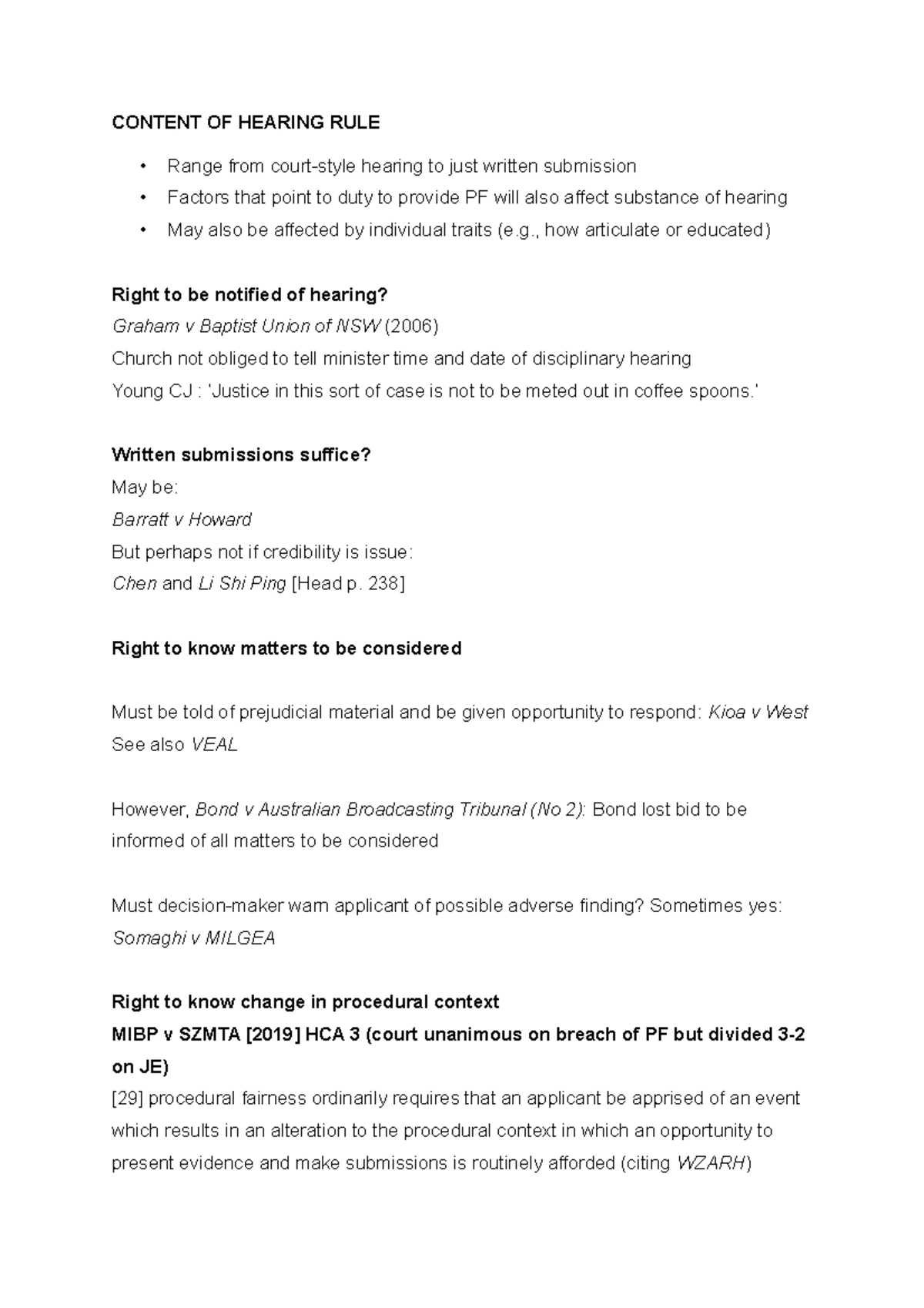 Content OF Hearing RULE - CONTENT OF HEARING RULE Range from court ...