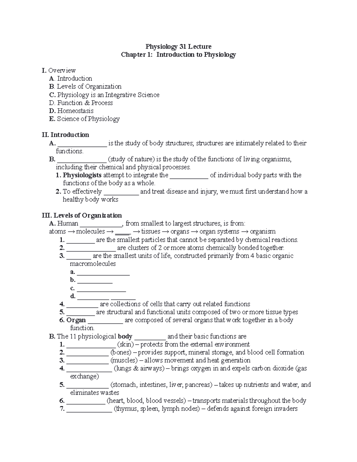 1Introduction - Now - Physiology 31 Lecture Chapter 1: Introduction to ...