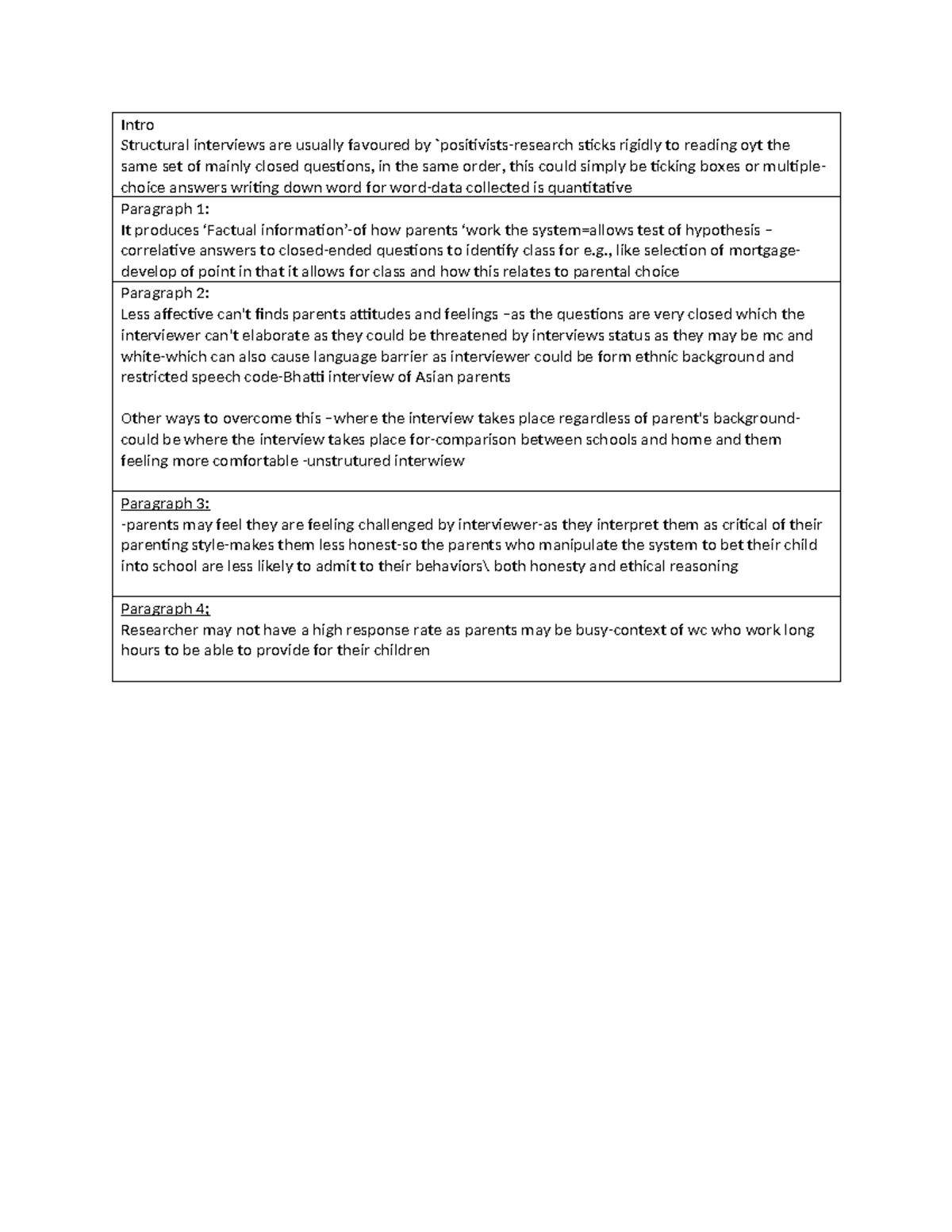 Essay plan Interviews in context - Intro Structural interviews are ...