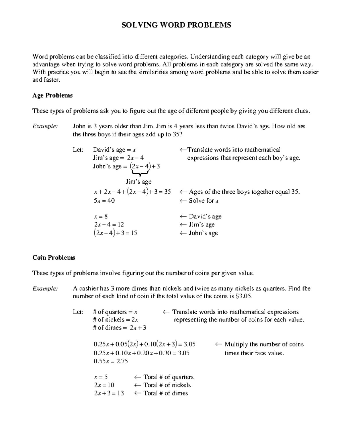 Word Problems Review 41 70 SOLVING WORD PROBLEMS Word Problems Can Be