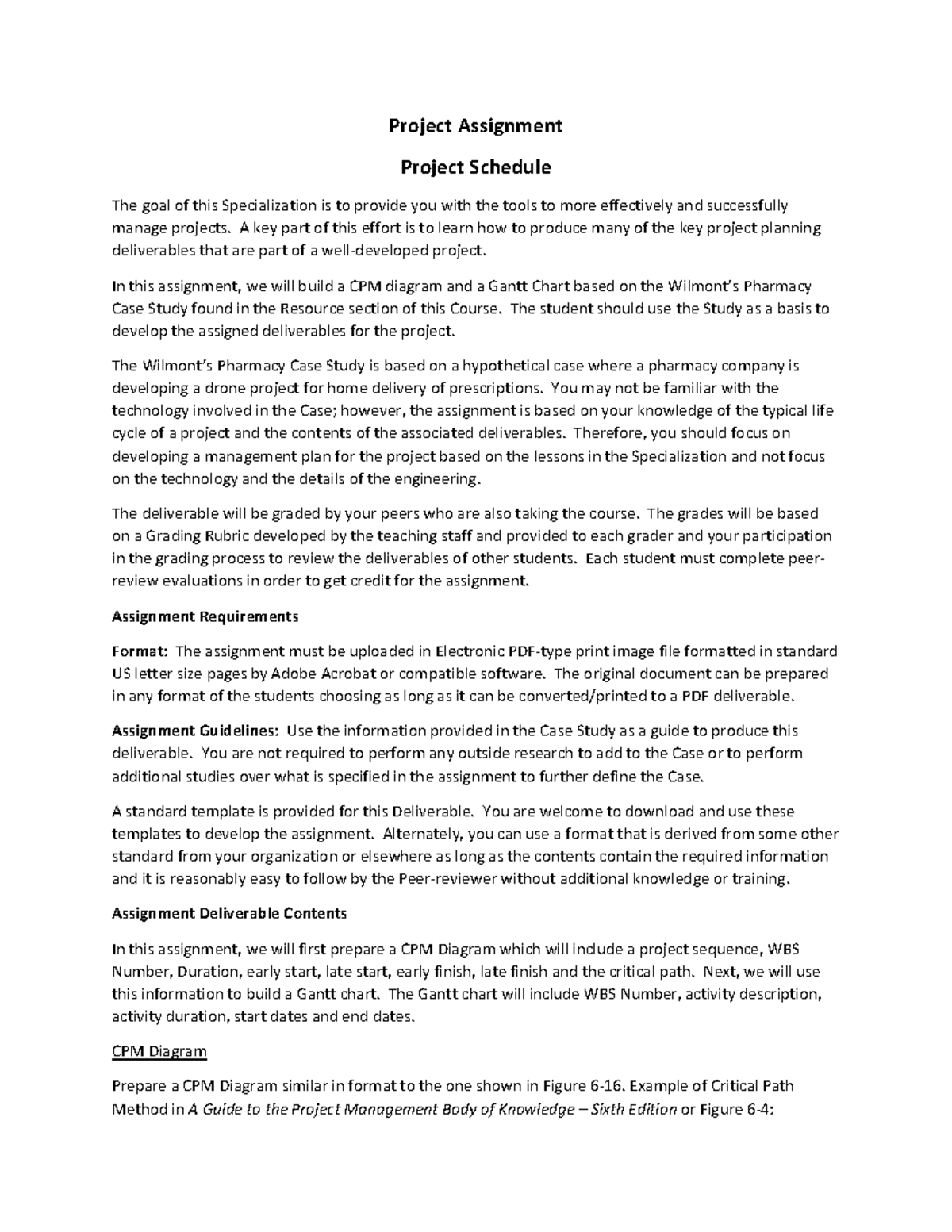 Project-Schedule-Assignment- C2 M3 -6th-ed - Project Assignment Project ...