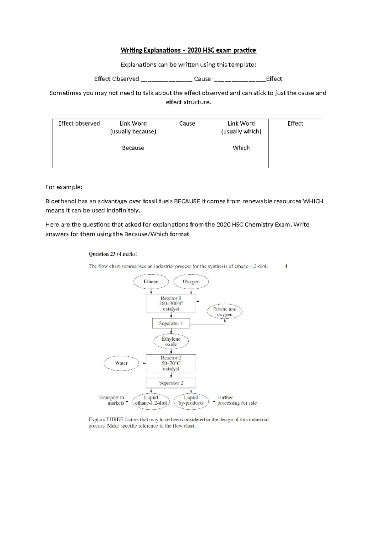 Writing Explanations Worksheet - Writing Explanations – 2020 HSC exam ...