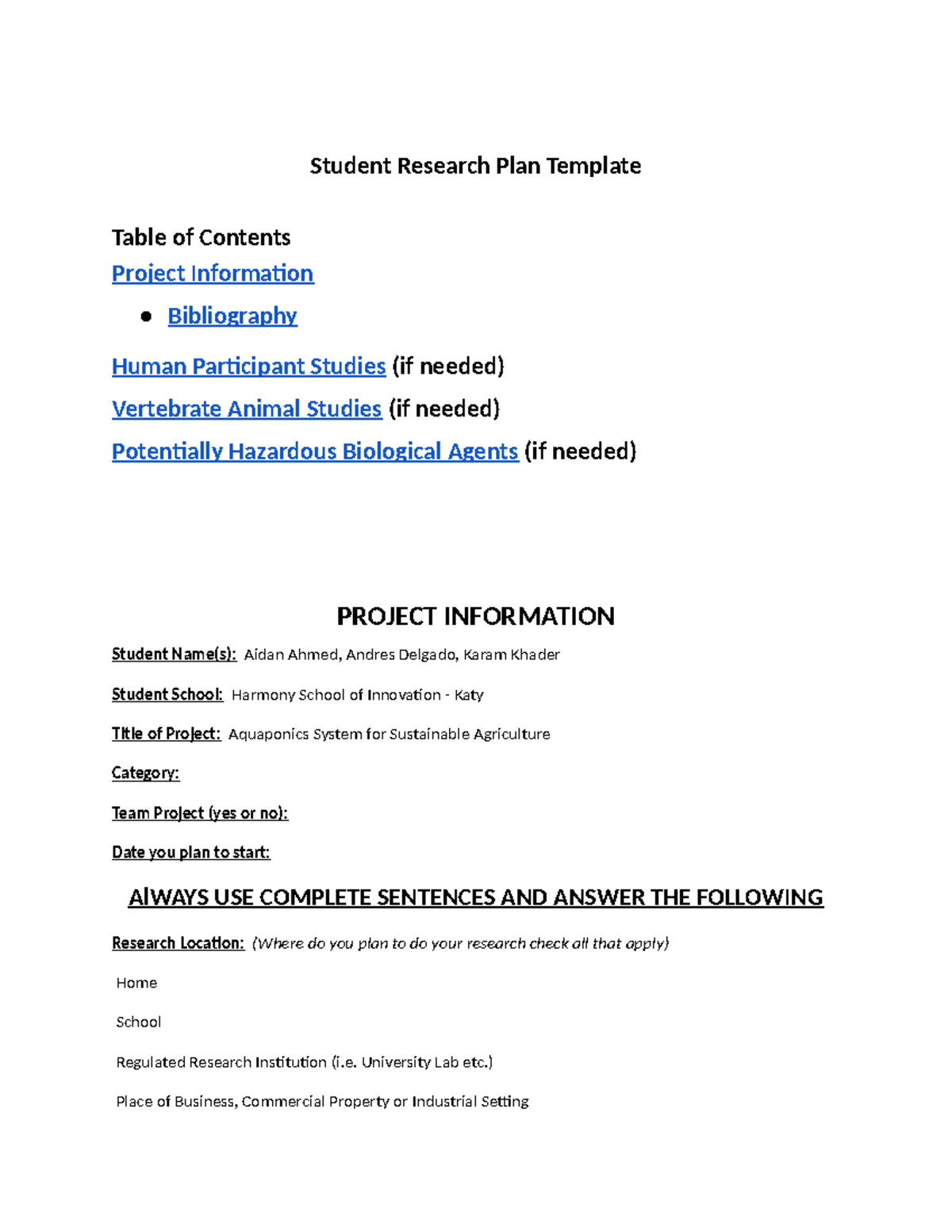 Student Research Plan - eeeeeeeeeeeeeeeeeeeeeee - Student Research Plan ...