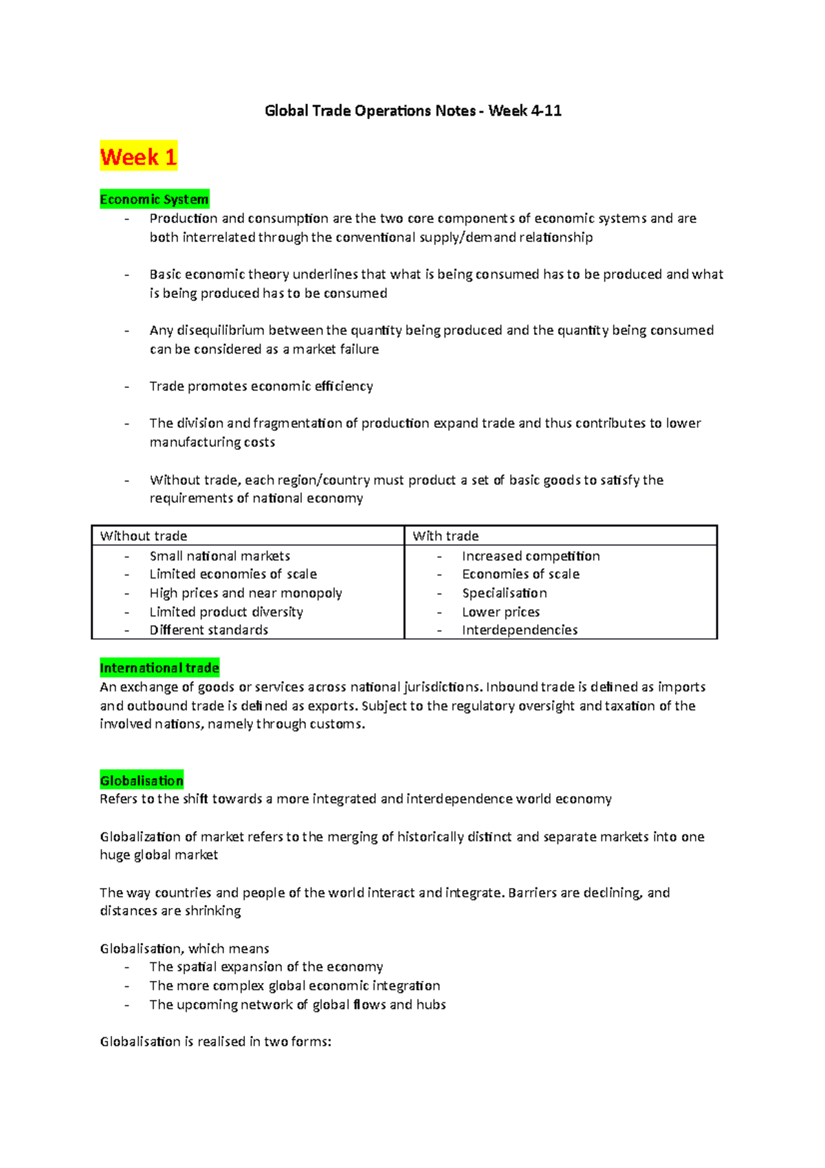 Global Trade Operations Notes - Inbound trade is defined as imports and ...