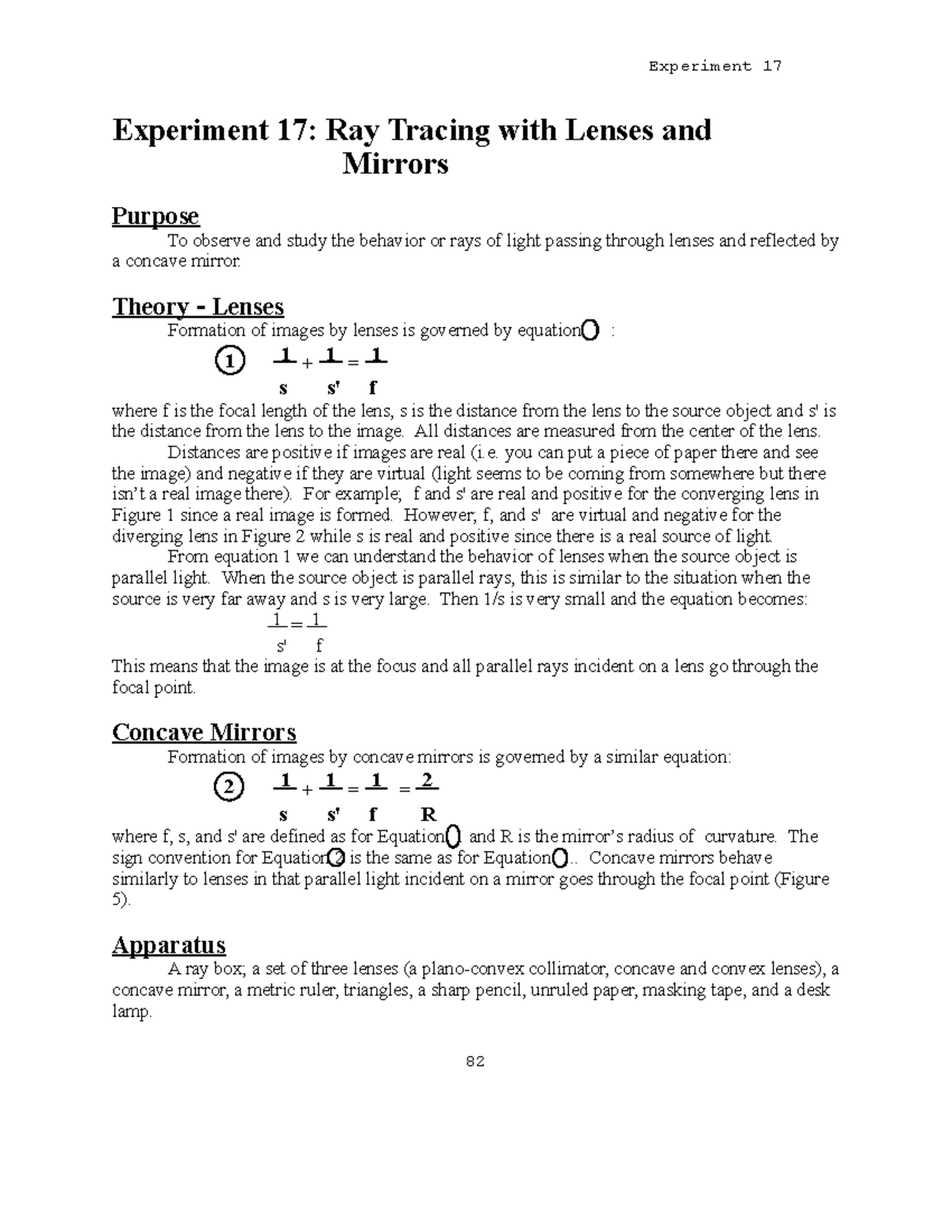 17 Ray Tracing-2 - Lecture notes 6 - Revised 6/01,2/ Experiment 17: Ray ...