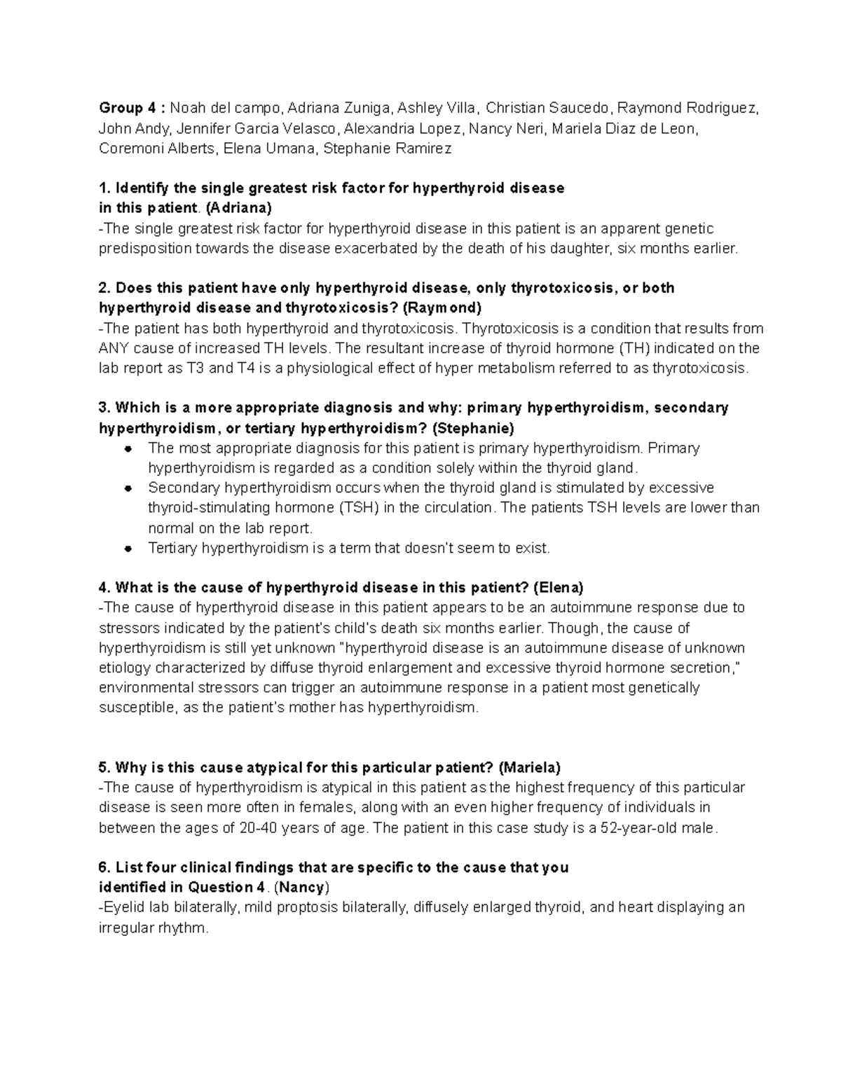 Hyperthyroid - Hypertension case studyv - Group 4 : Noah del campo ...