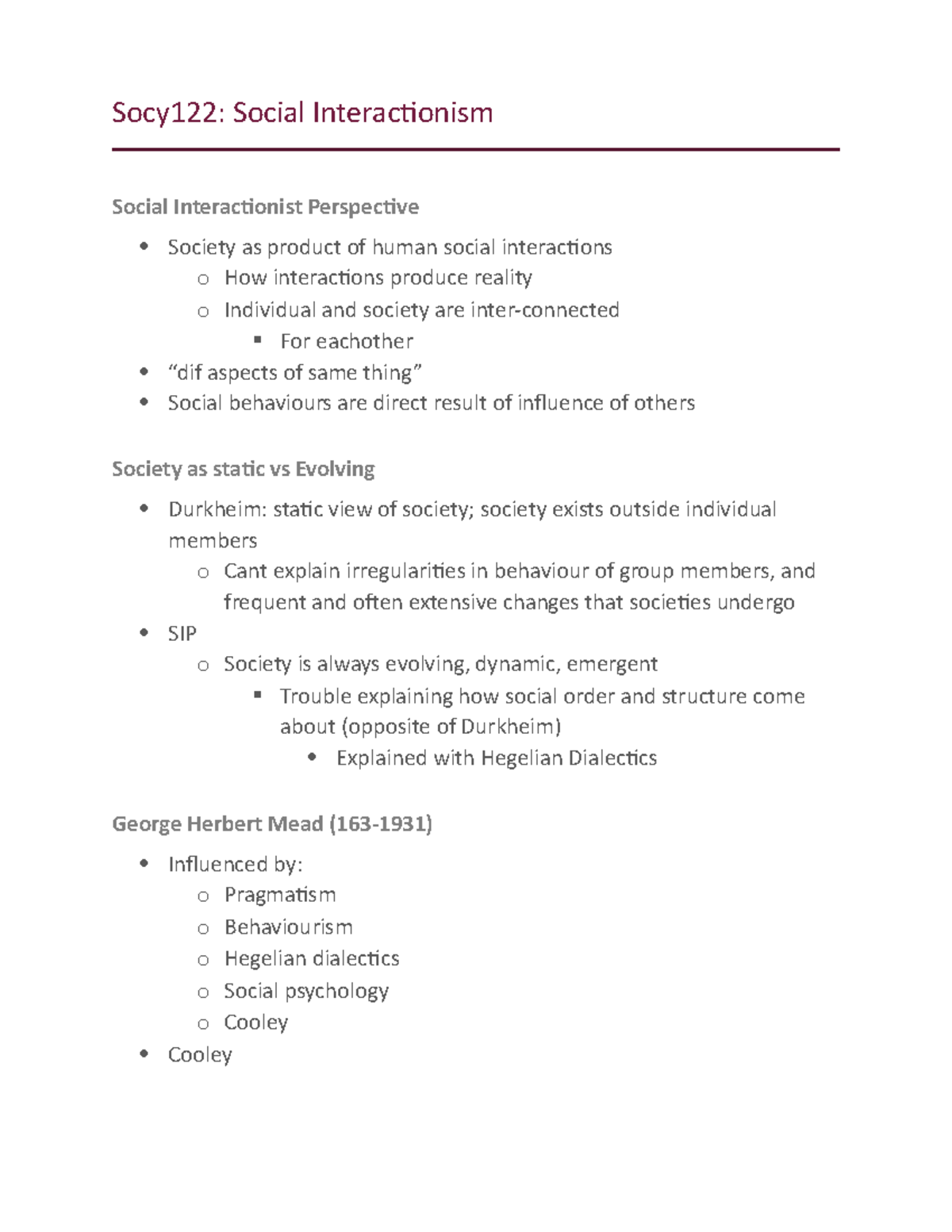 Socy 122- week 8 (interactionism) - Socy122: Social Interactionism ...