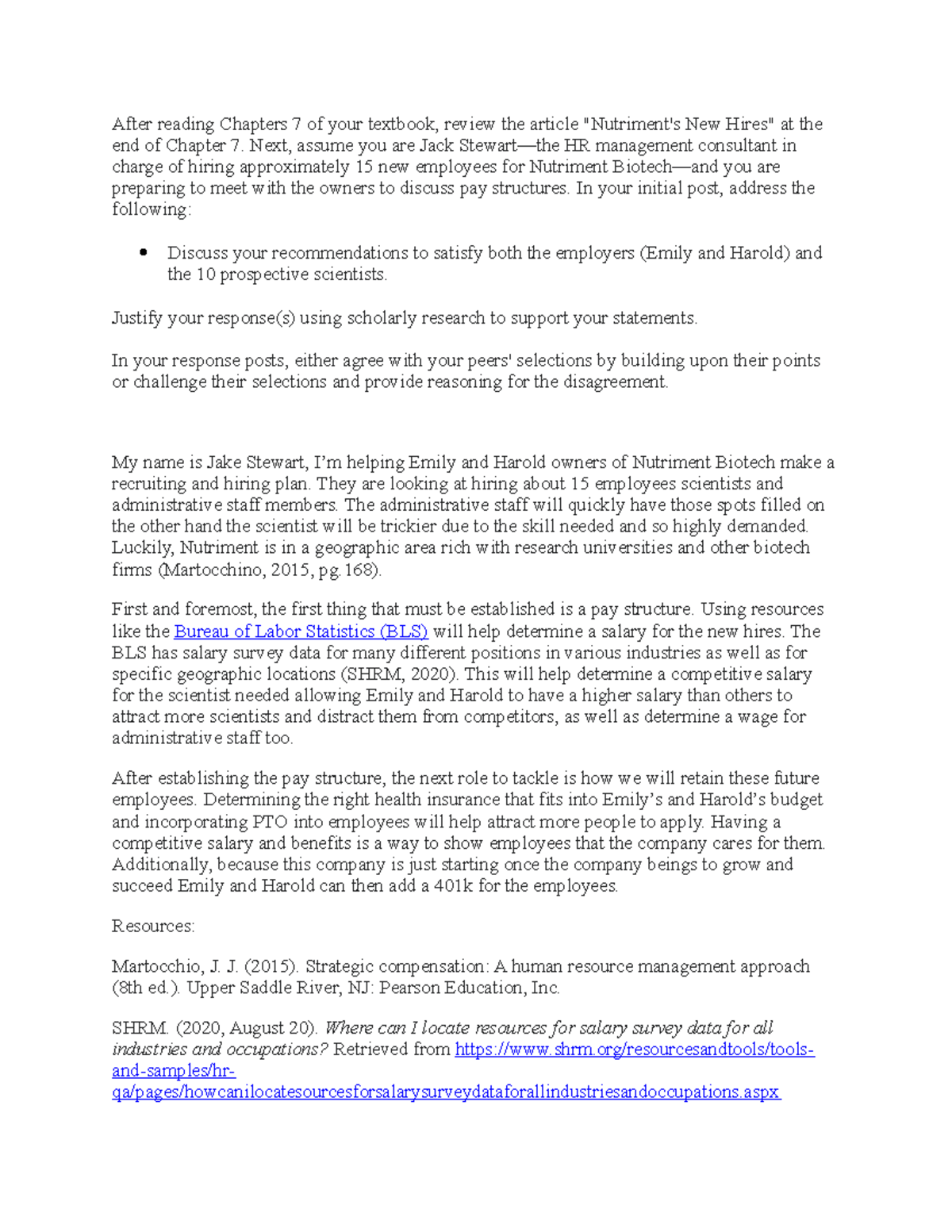 4-1 Discussion Pay Structures for New Hires - After reading Chapters 7 ...