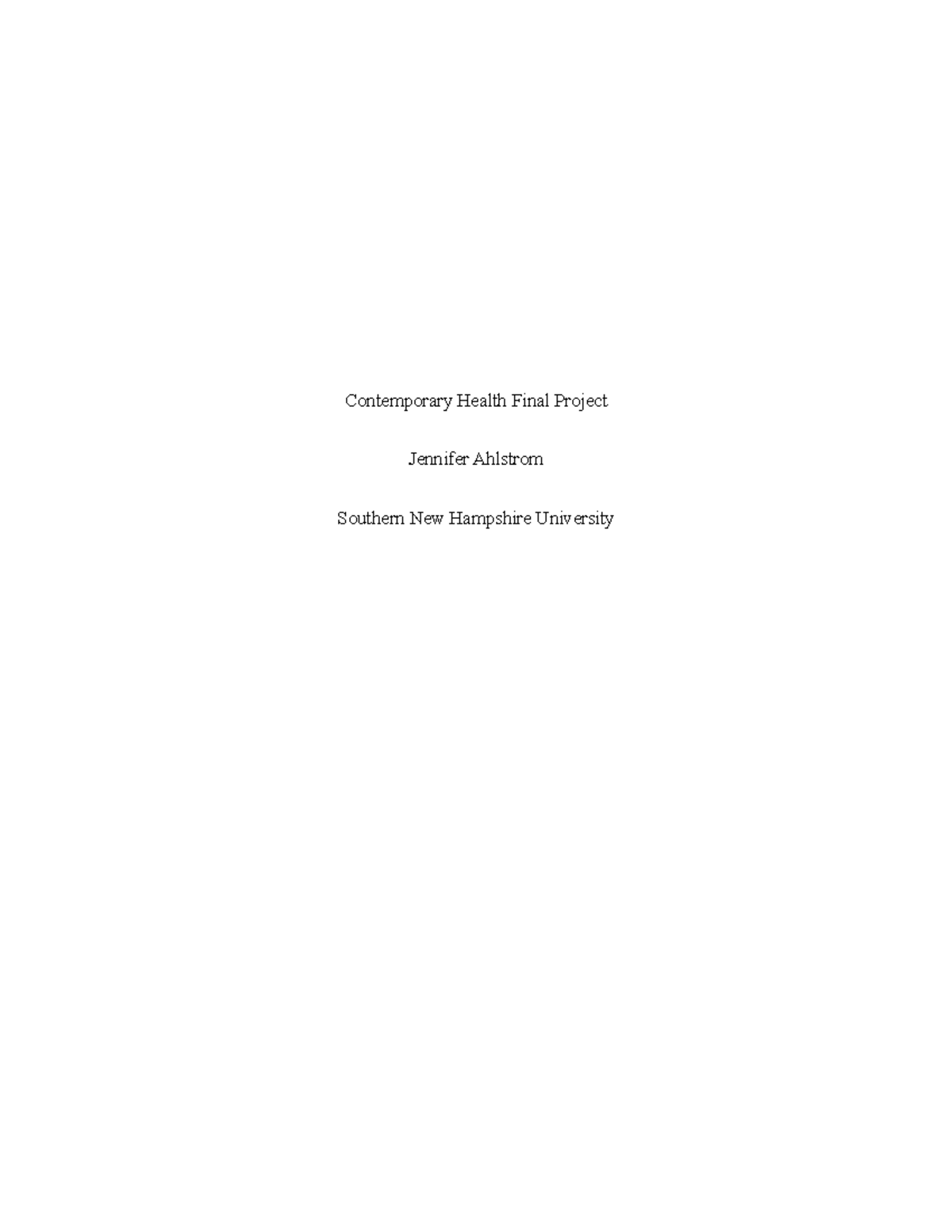 Contemporary Health Final Project - Contemporary Health Final Project ...