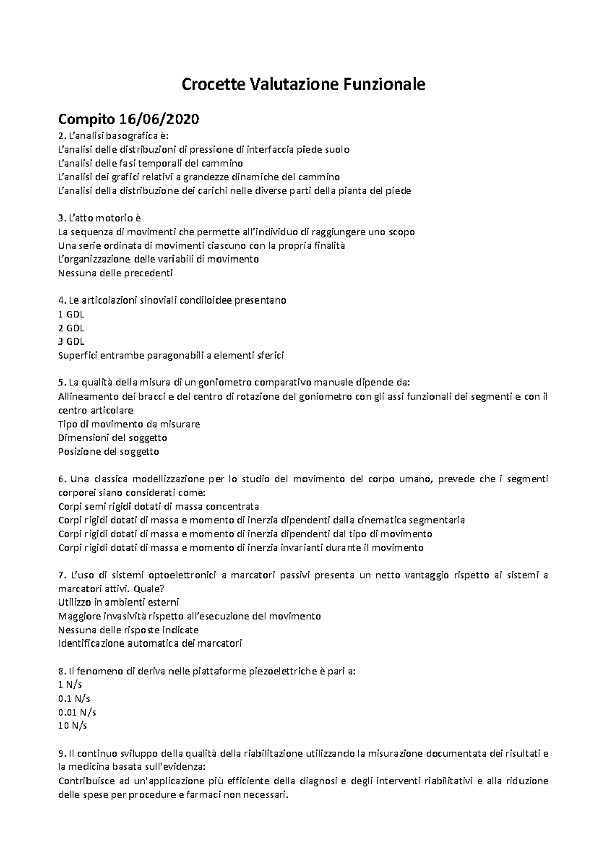 Crocette Valutazione Funzionale 1 - Crocette Valutazione Funzionale ...
