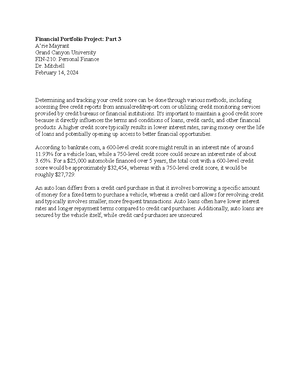 Financial Portfolio Project part 2 - Mitchell February 14, 2024 ...