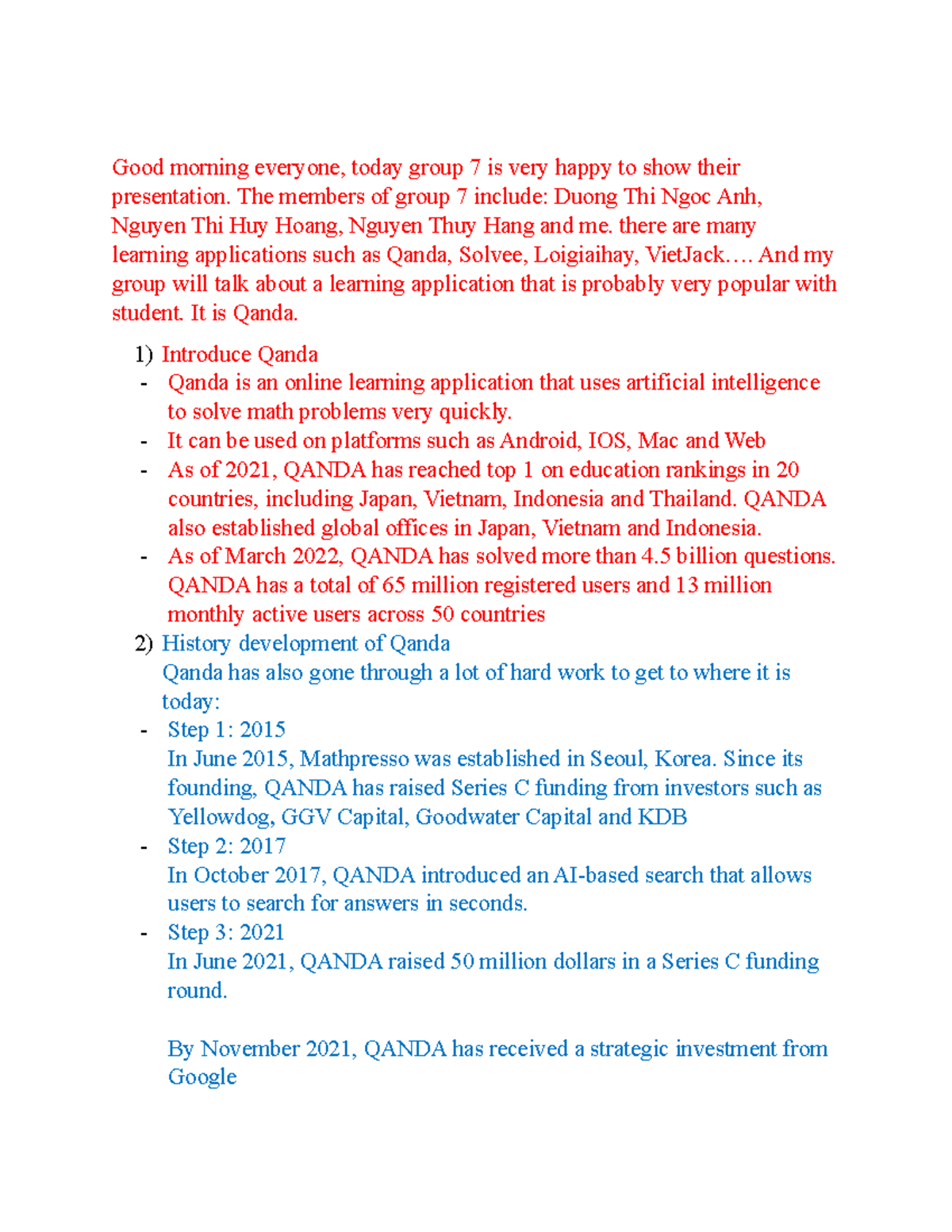 Qanda - FILE WORD - Presentation of TACN - Good morning everyone, today ...