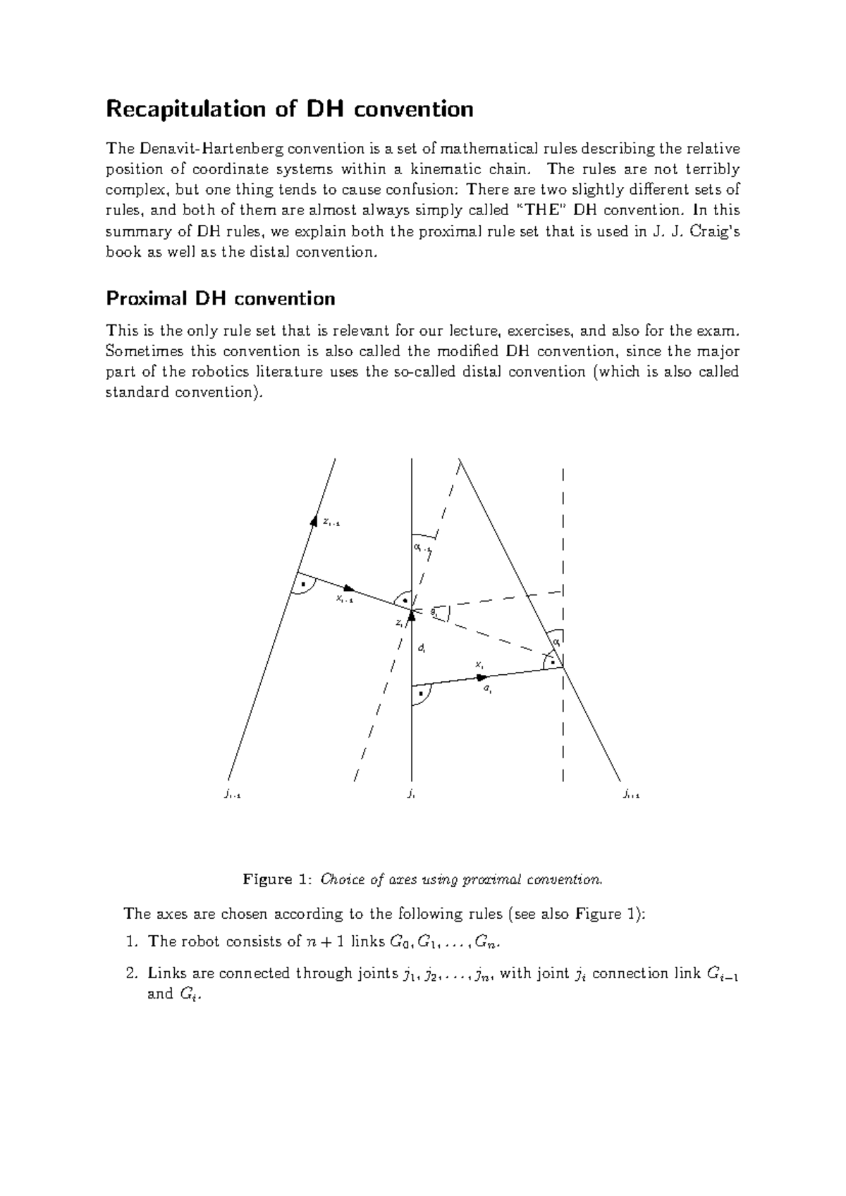 Denavit Hartenberg Explanation - Recapitulation of DH convention The ...