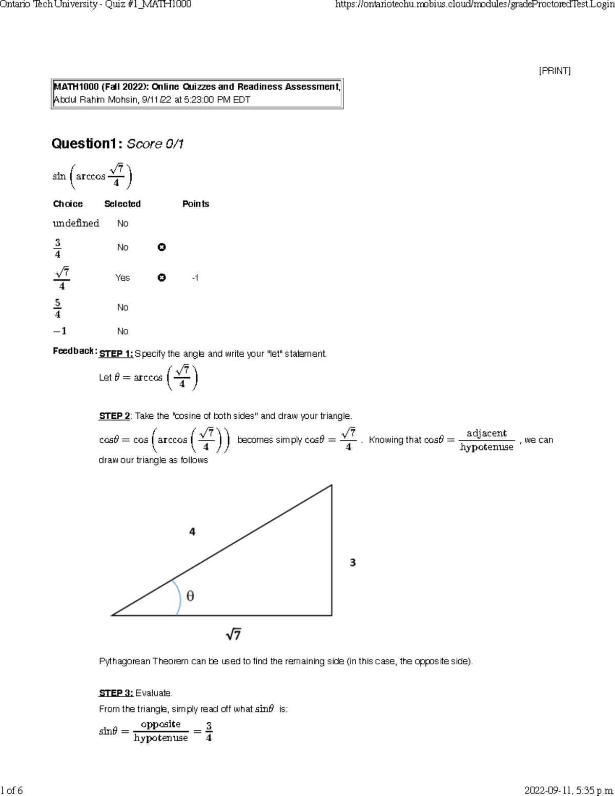 Ontario Tech University - Quiz #1 MATH1000 - [PRINT] MATH1000 (Fall ...