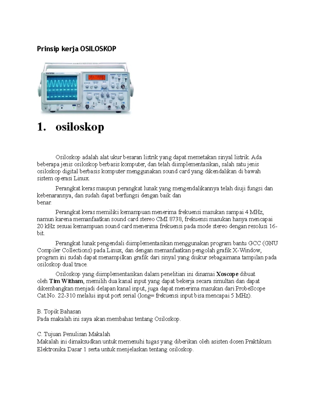 Prinsip kerja Osiloskop - Prinsip kerja OSILOSKOP 1. osiloskop ...