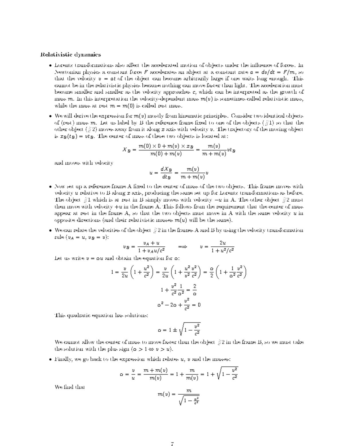 Relativity 2 - Relativistic dynamics - Relativistic dynamics Lorentz ...