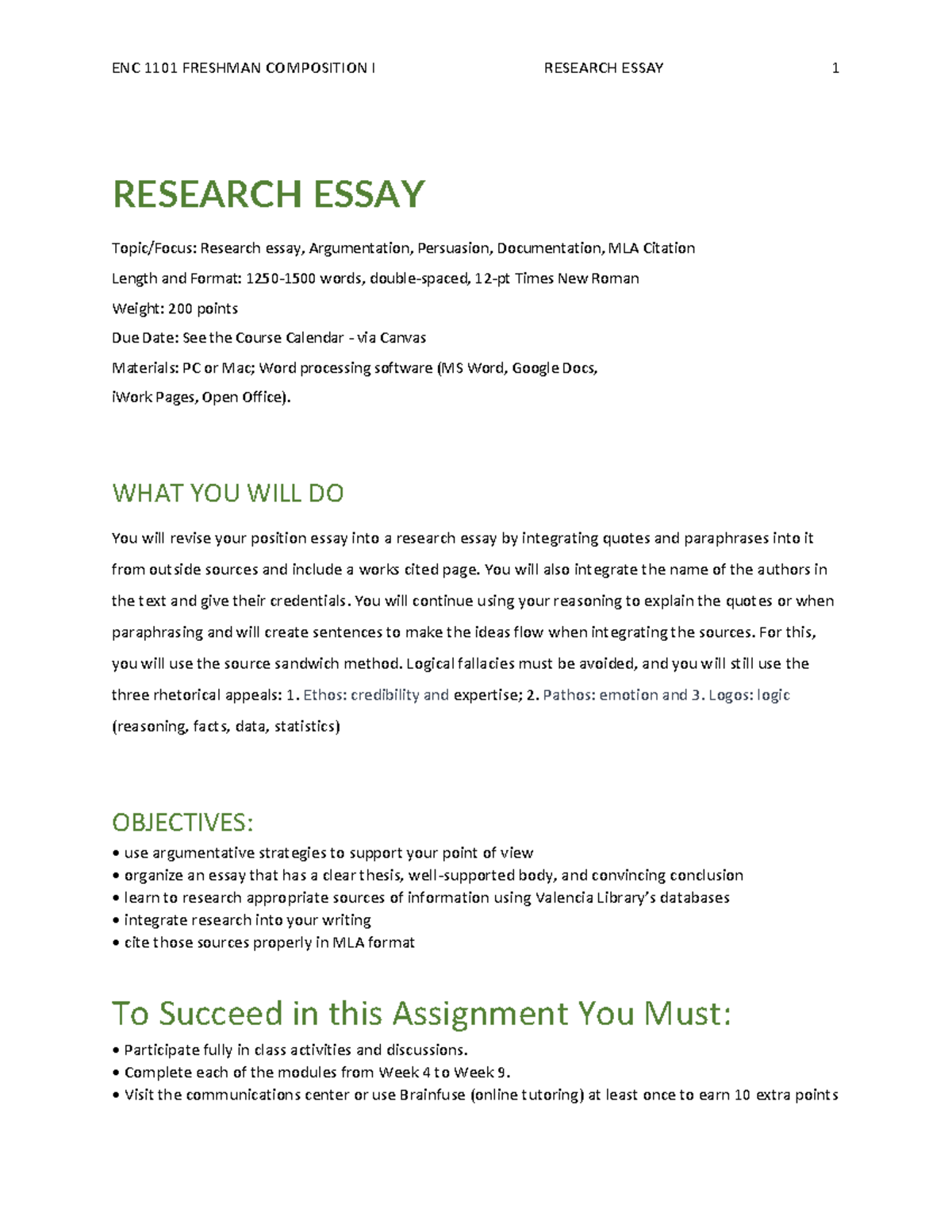 Research Essay Instructions - RESEARCH ESSAY Topic/Focus: Research ...