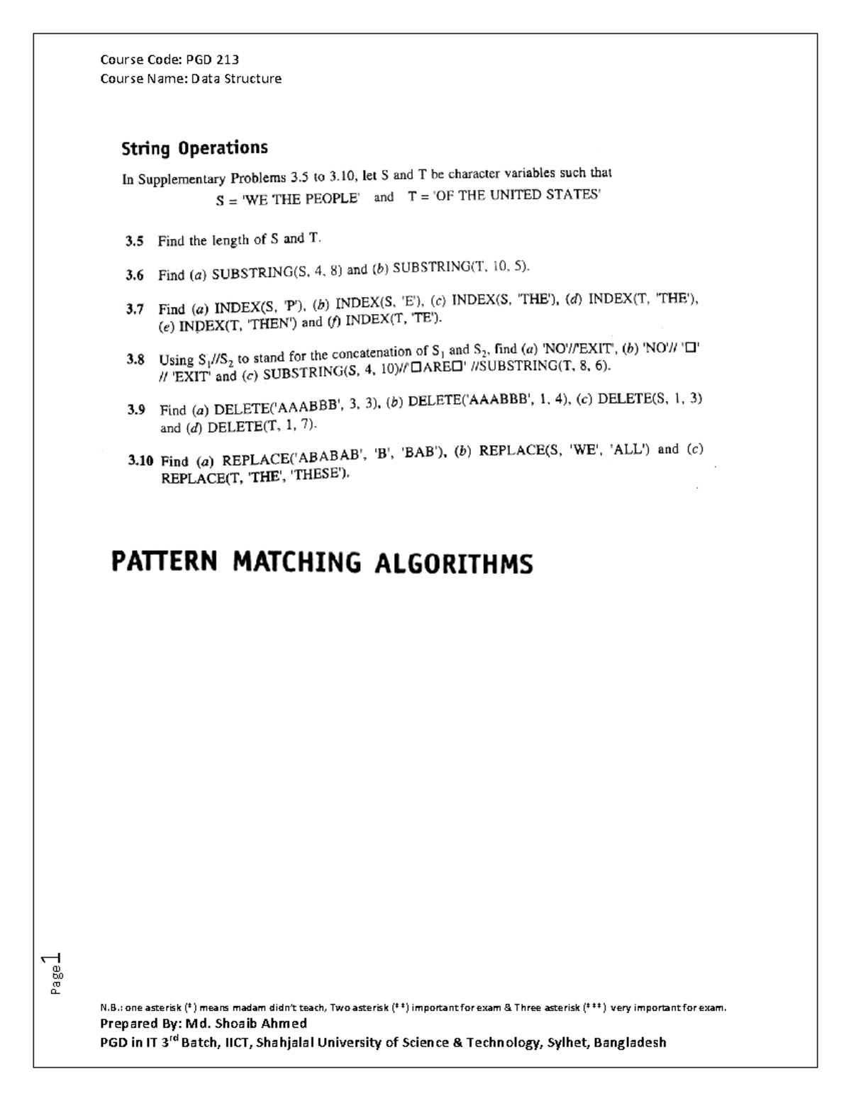 Data structure 2 - Page 1 Course Code: PGD 213 Course Name: Data ...