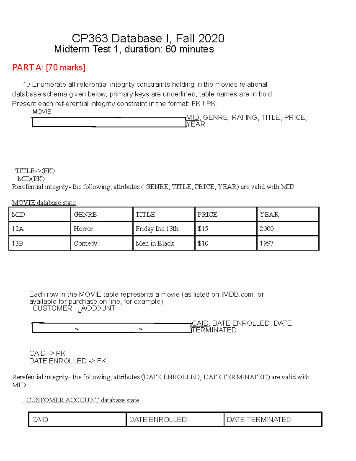 CP363 Midterm 1 (2) - Lecture notes 2 - CP363 Database I, Fall 2020 ...