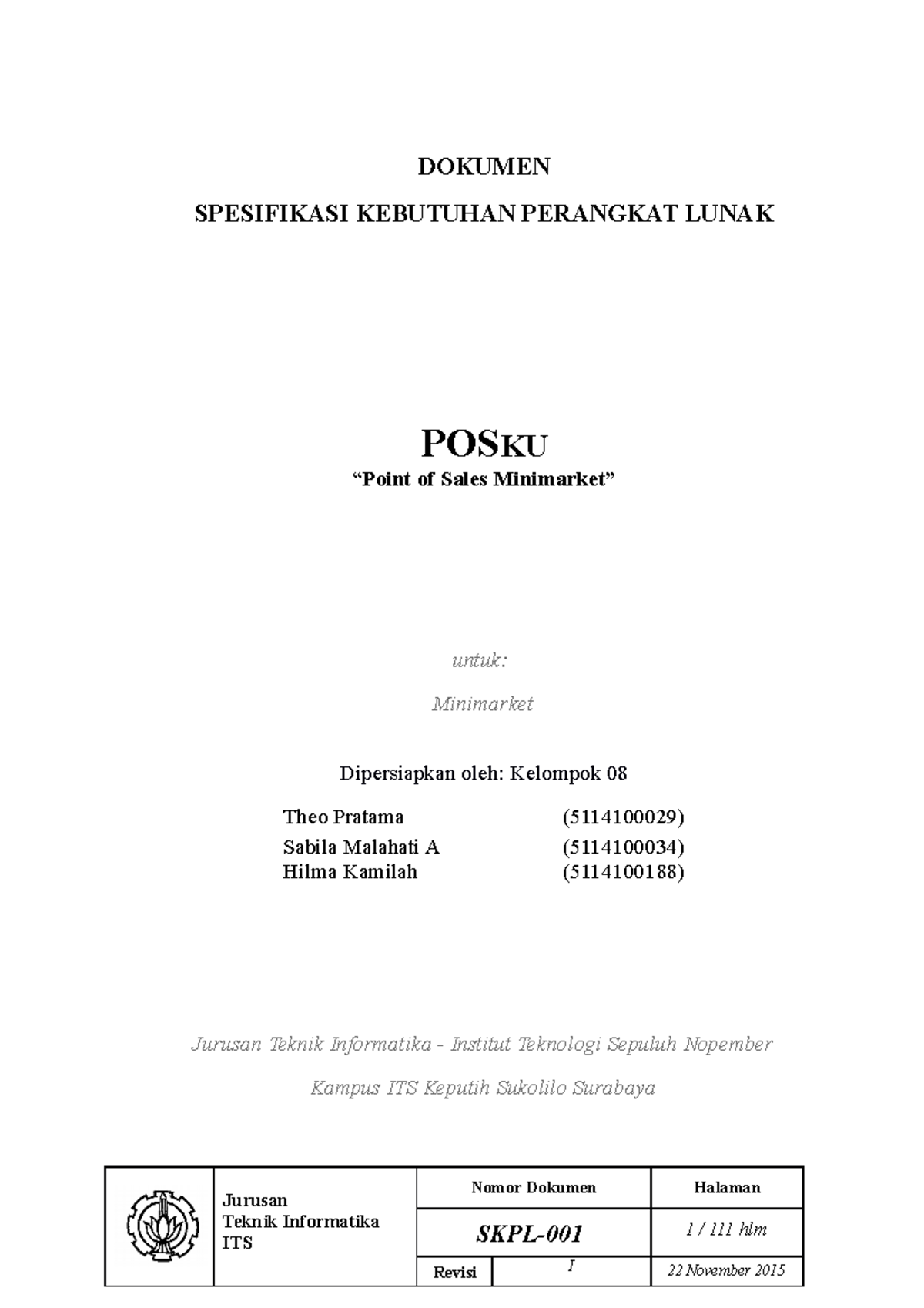 SKPL-RK - SPESIFIKASI KEBUTUHAN PERANGKAT LUNAK POSku “Point of Sales ...