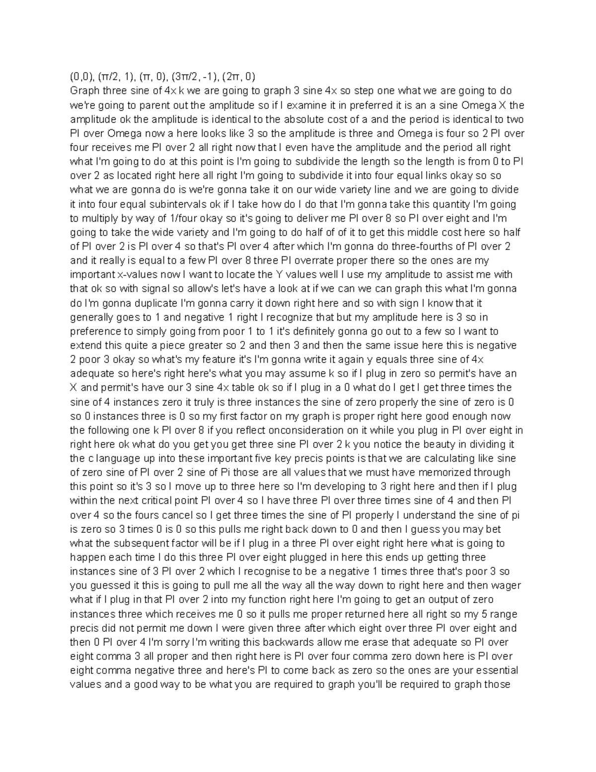 Five Key Points To Graph Sinusoidal Functions And Sinusoidal Function Given The Graph 0 0 1
