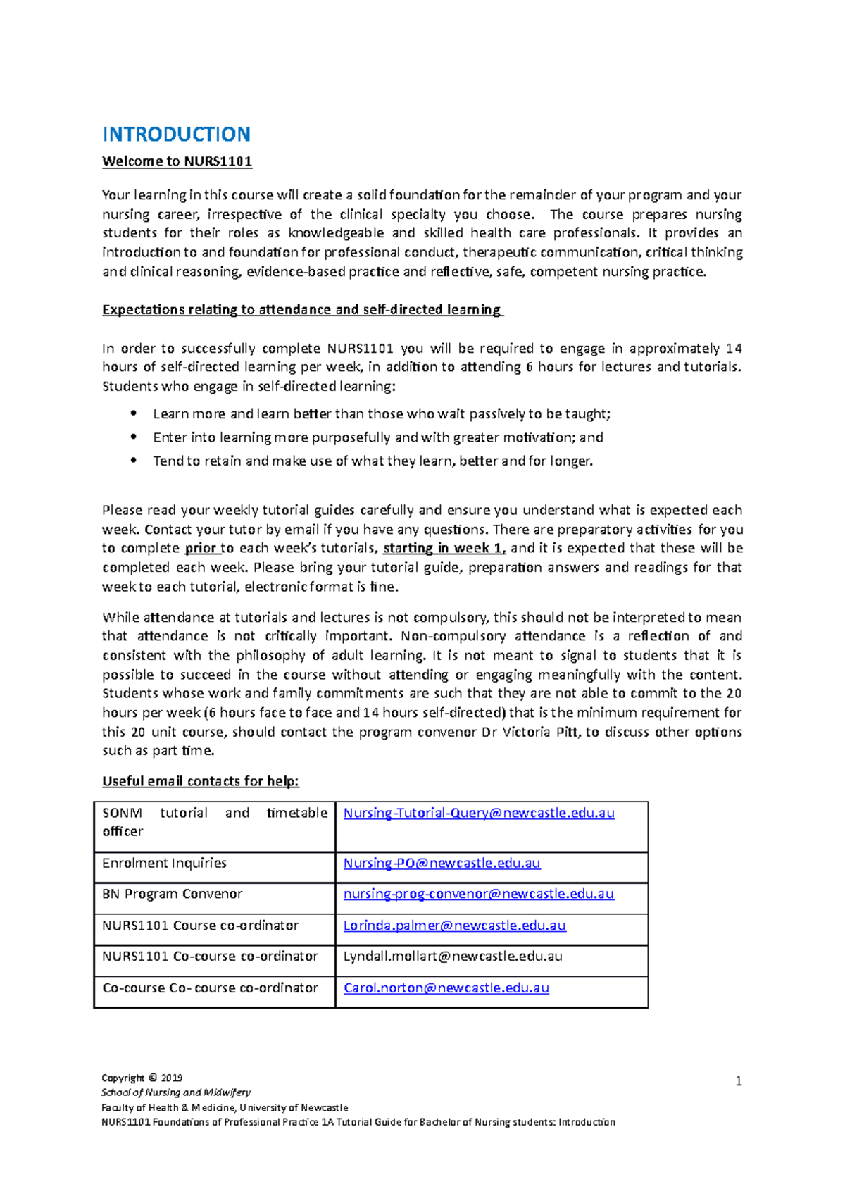 expectations in nursing and glossary to be filled out - INTRODUCTION ...