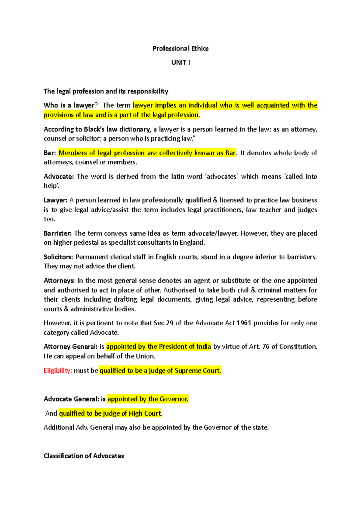 UNIT I - It is a comprehensive notes covering the entire 1st unit ...