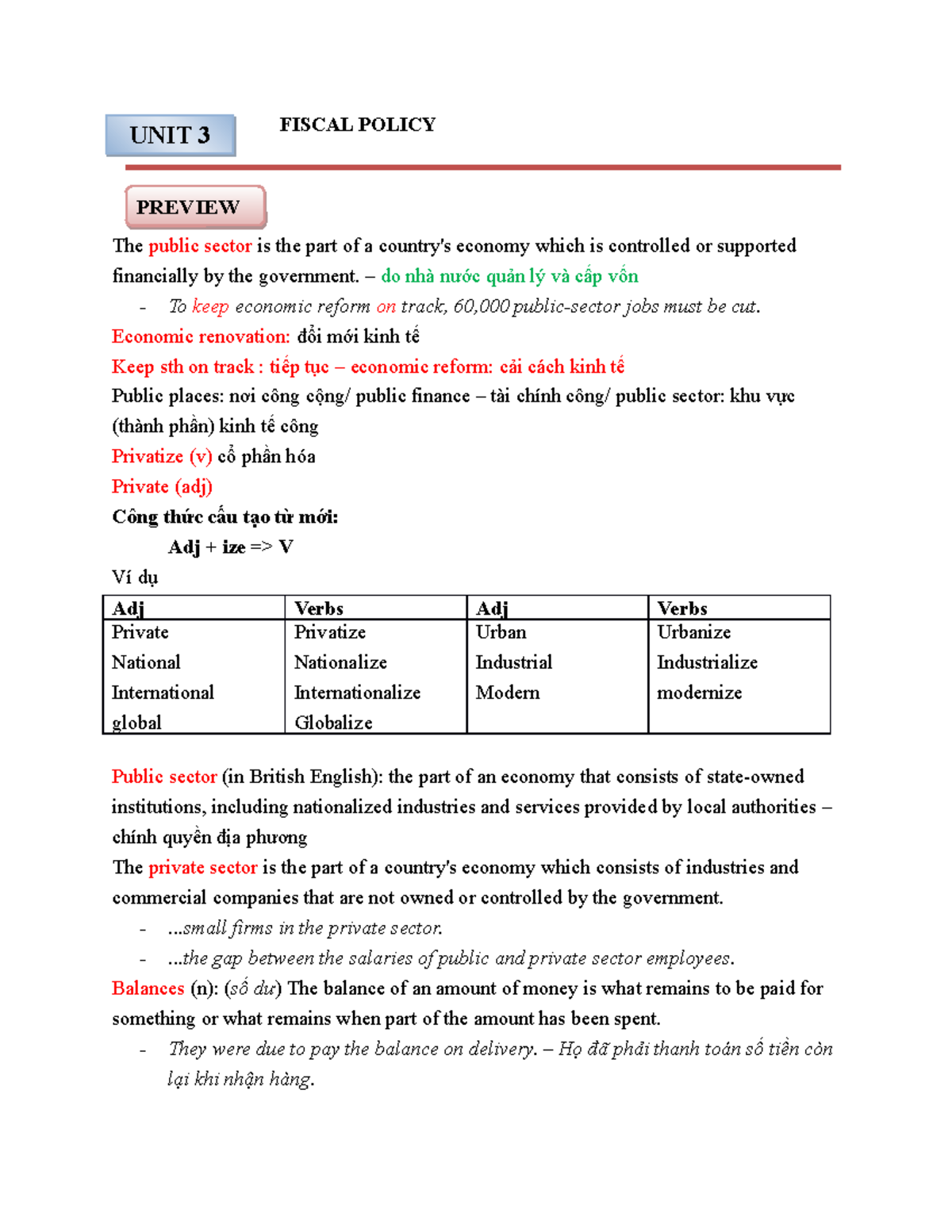UNIT 3 Fiscal Policy - English Notes - UINT 8 FISCAL POLICY The public ...