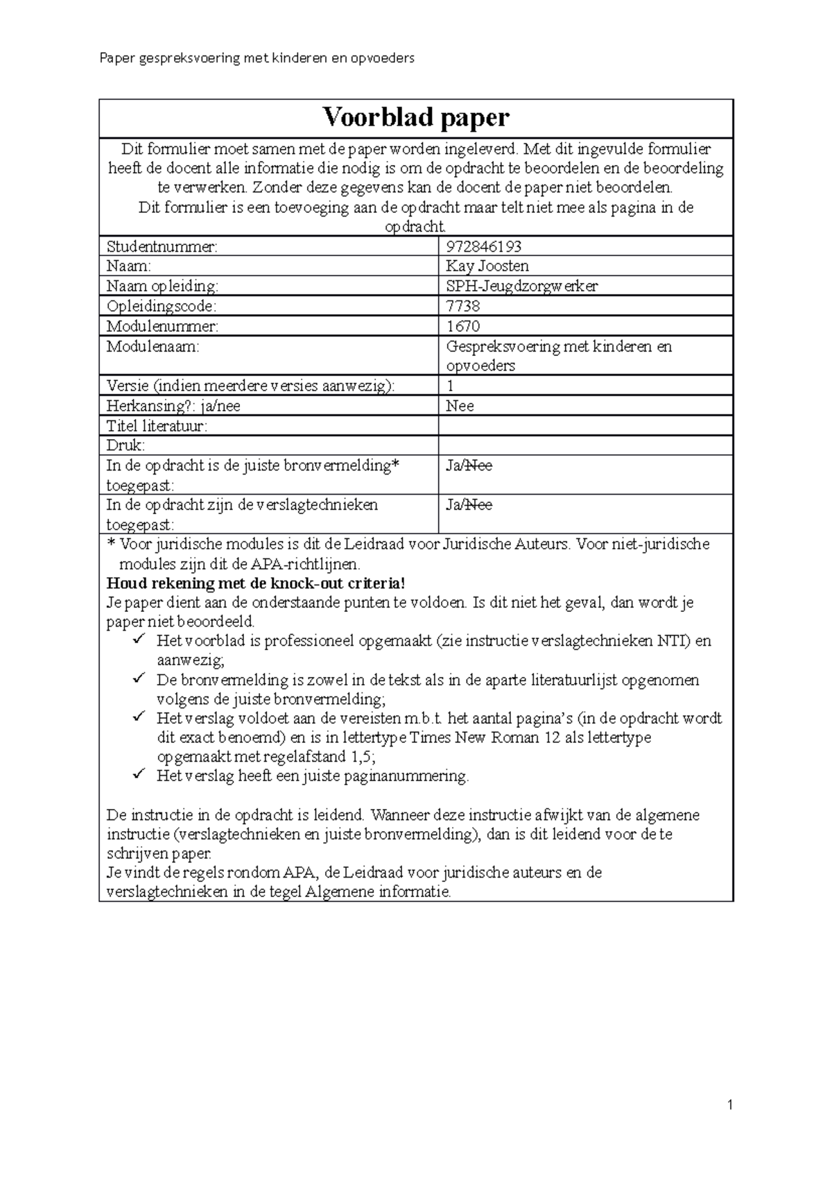 Paper gespreksvoering met kinderen en opvoeders - Voorblad paper Dit ...