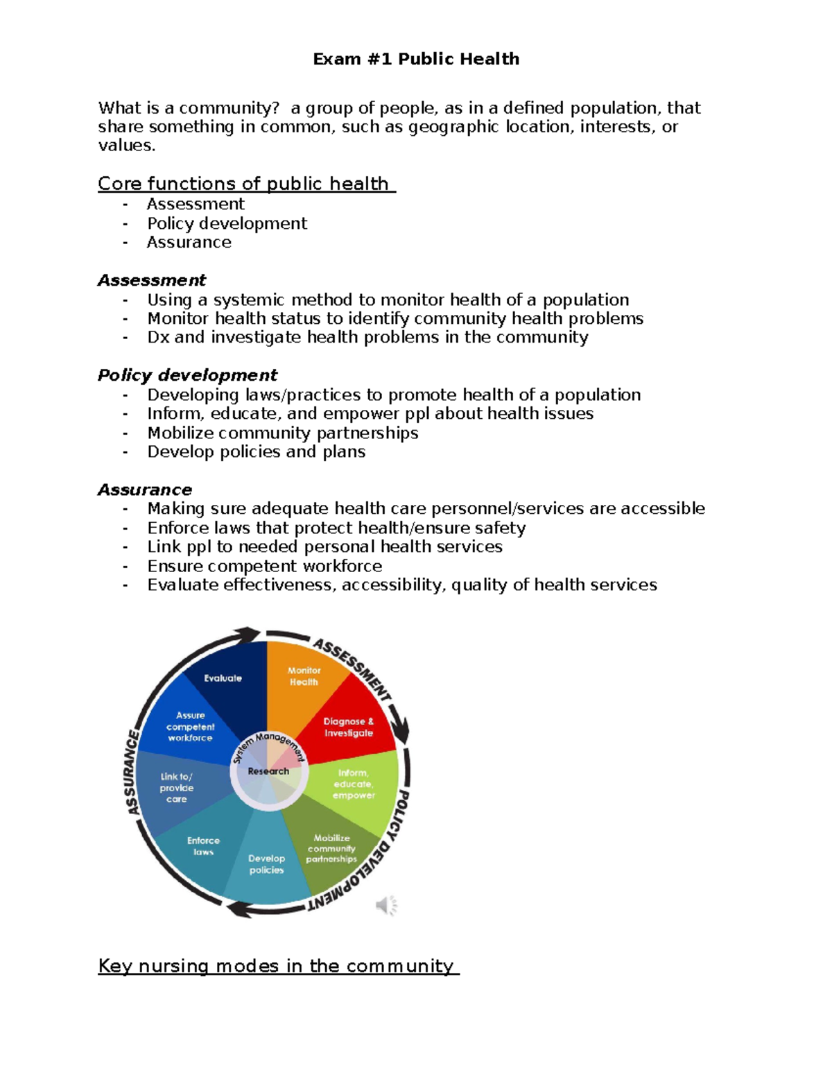 Public Health Exam Guide #1 - What is a community? a group of people ...