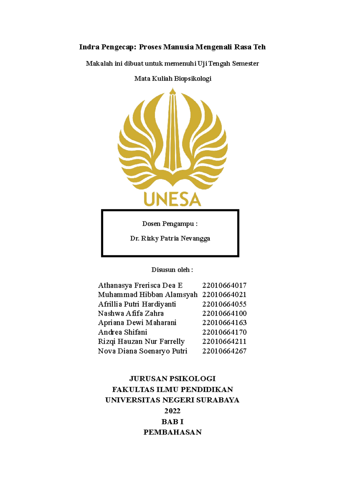 Makalah Indra Pengecap UTS - Indra Pengecap: Proses Manusia Mengenali Rasa Teh Makalah ini ...