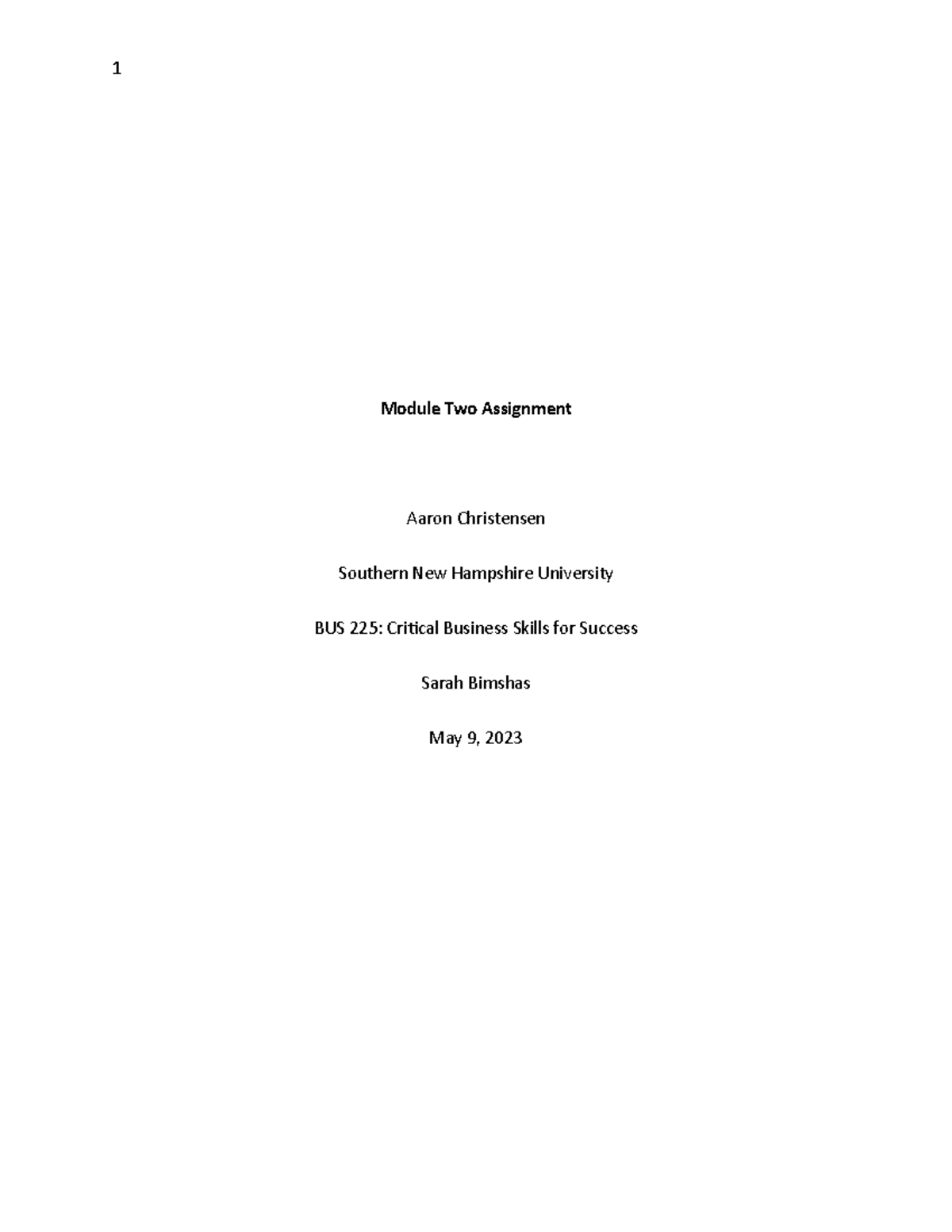 BUS225 Module Two Assignment - 1 Module Two Assignment Aaron ...