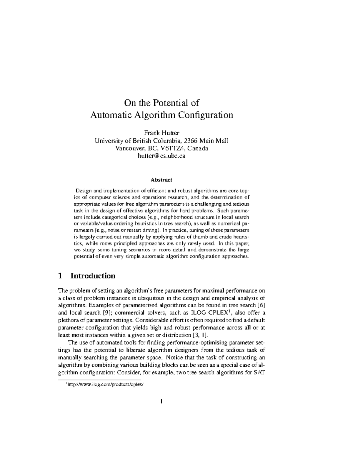 On The Potential Of Automatic Algorithm Configuration On The