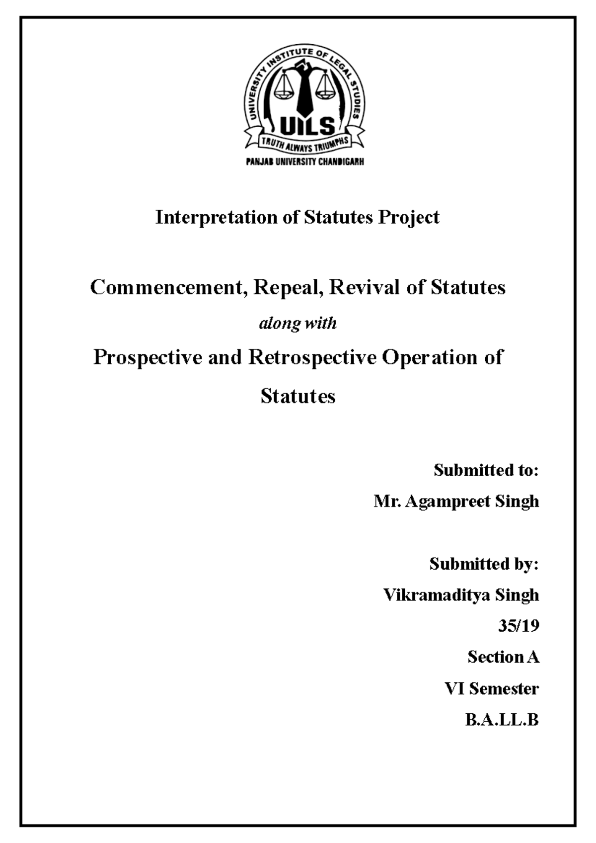 IOS project - Interpretation of Statutes Project Commencement, Repeal ...