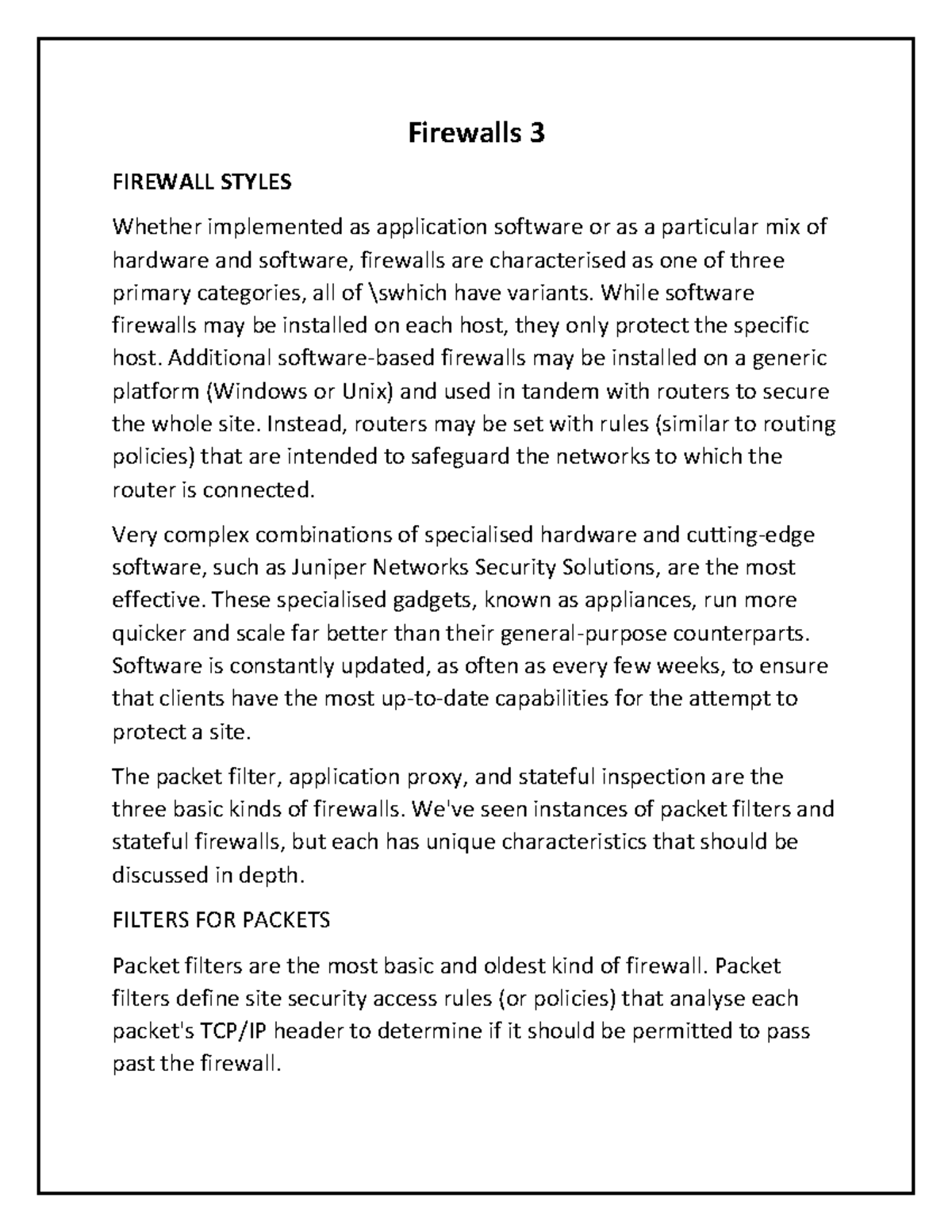 Firewalls 3 - Firewalls 3 FIREWALL STYLES Whether implemented as ...