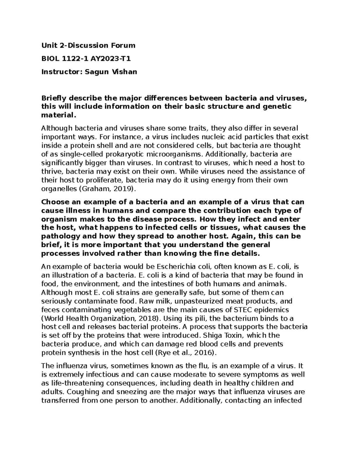 Unit 2A-DF - Unit 2-Discussion Forum - Unit 2-Discussion Forum BIOL ...