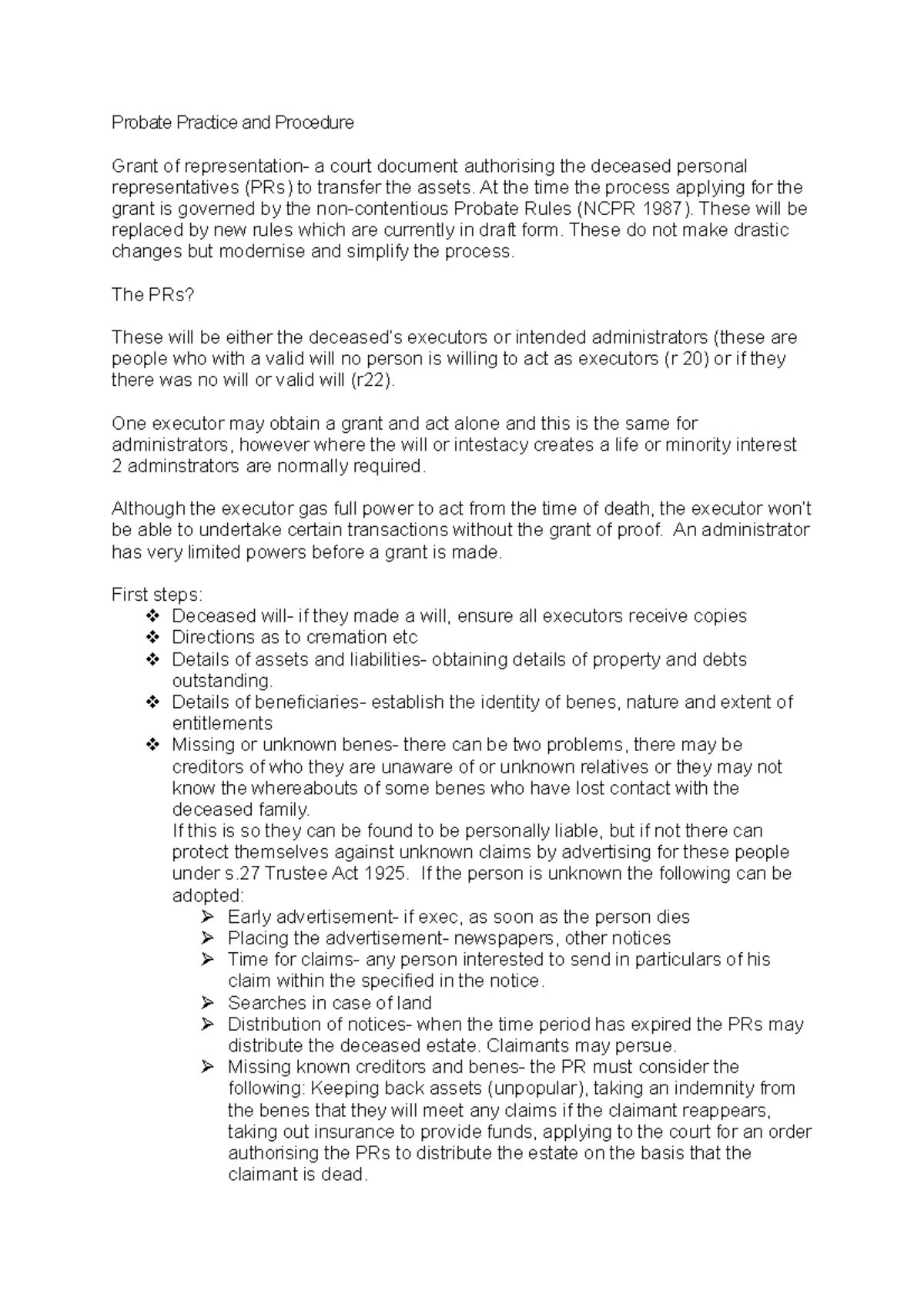 Probate Practice and Procedure - At the time the process applying for ...