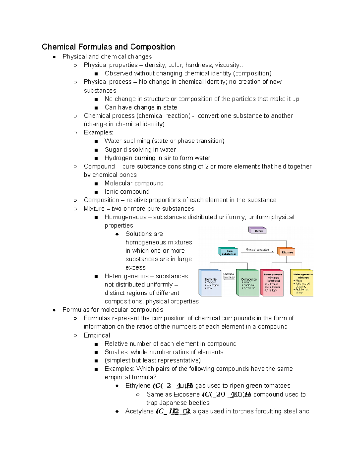 Lecture 4 Chemical Formulas and Composition - Chemical Formulas and ...