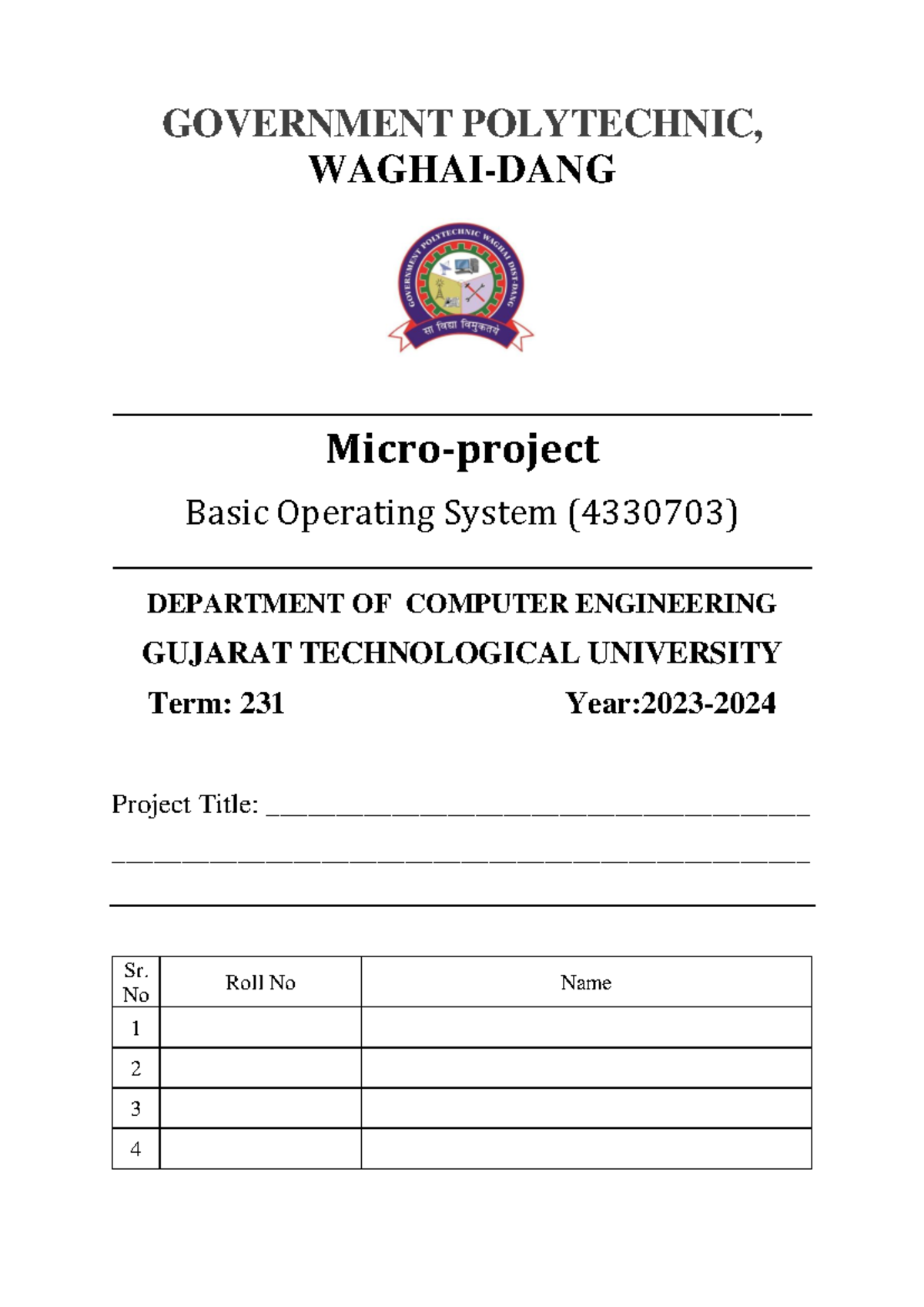 Basic OS Micro Project Report Format - GOVERNMENT POLYTECHNIC, WAGHAI ...