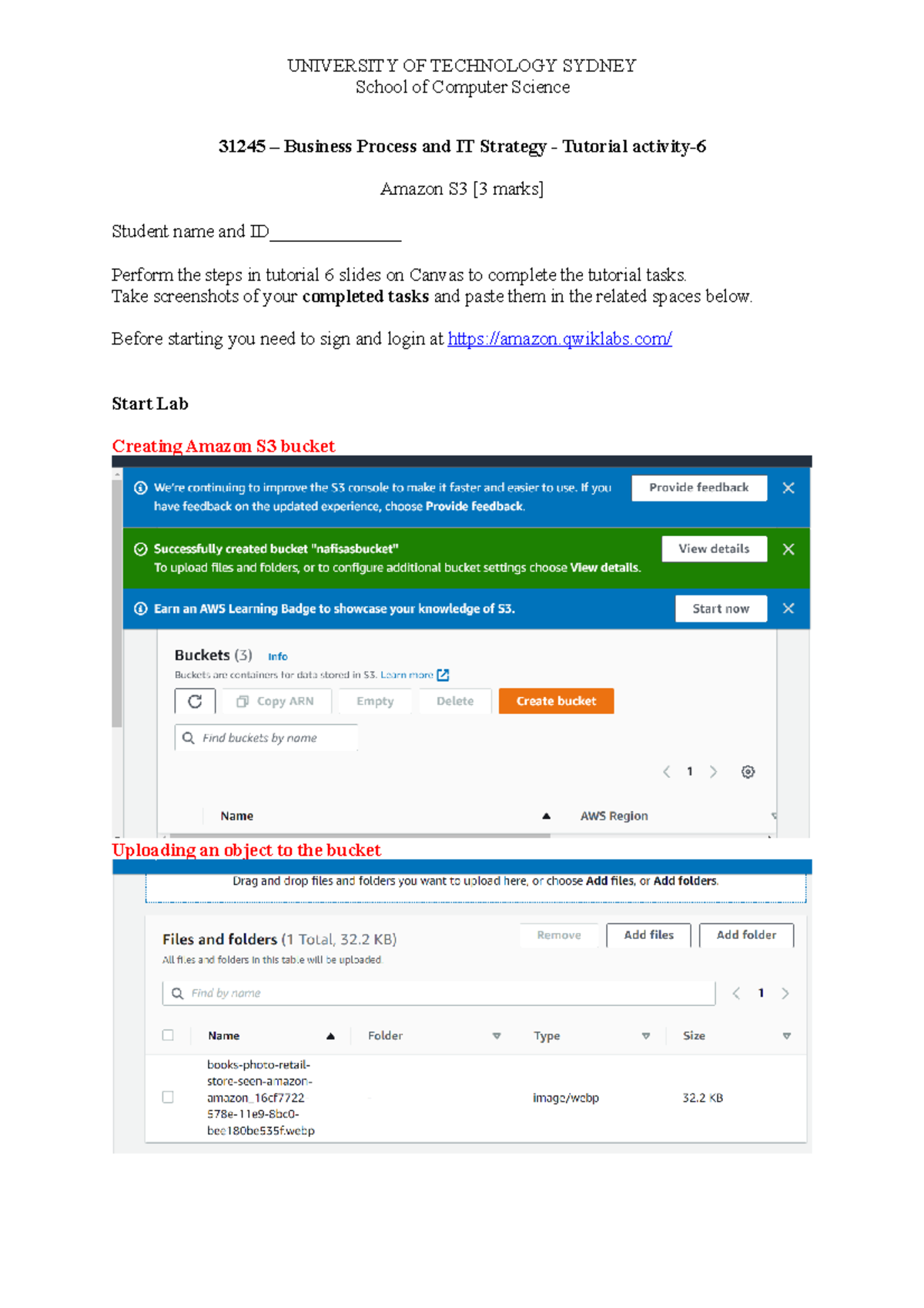 Tutorial 6 submission template - School of Computer Science 31245 ...
