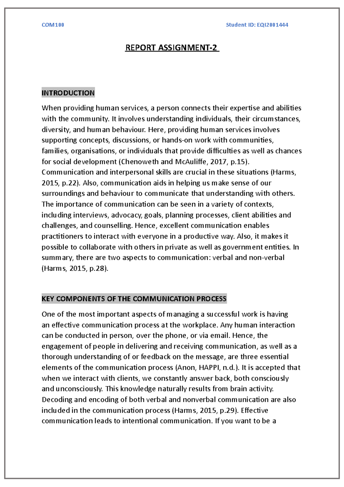COM100 Report Assessment-1 - REPORT ASSIGNMENT- INTRODUCTION When ...